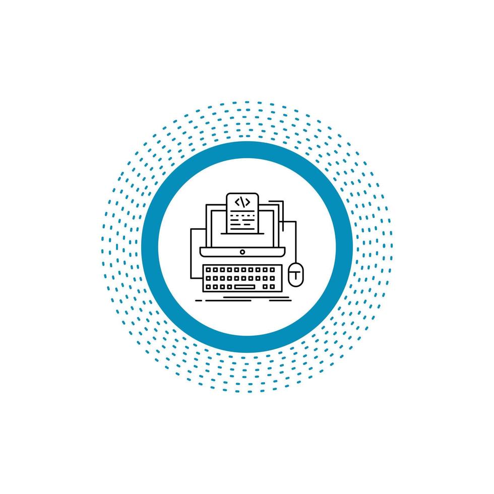 Code Coding Computer Monoblock Screen Line Icon Vector Isolated Illustration 13025273
