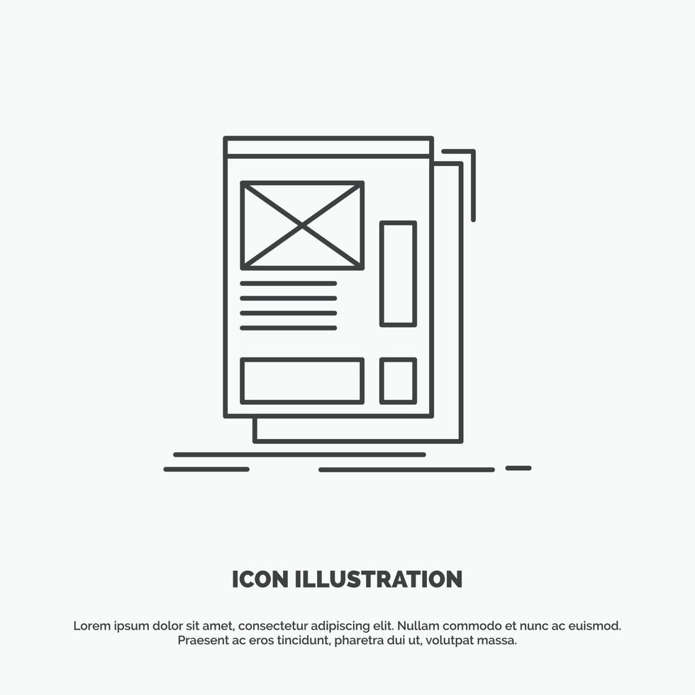 Wire Framing Web Layout Development Icon Line Vector Gray Symbol For Ui And Ux Website Or
