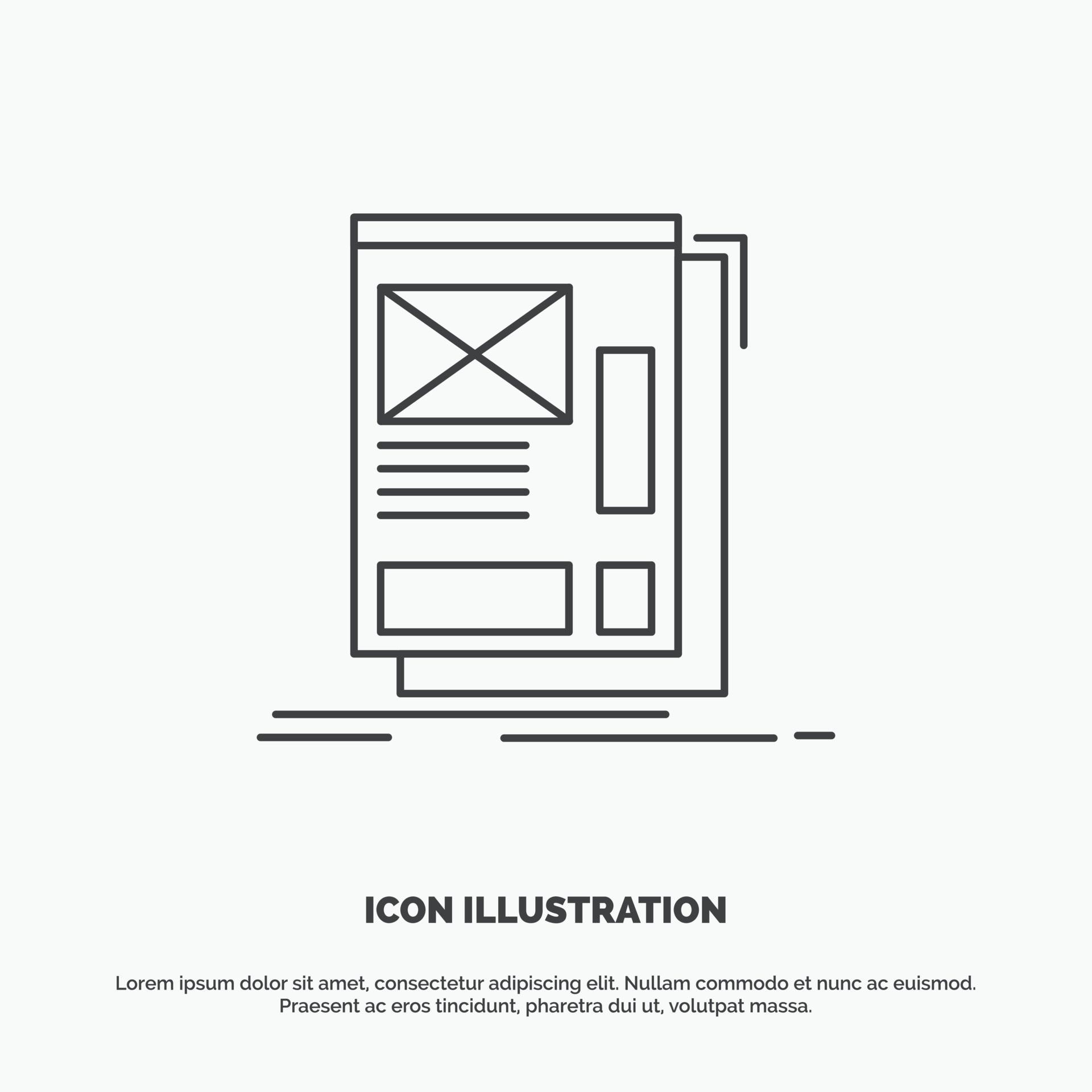 Wire Framing Web Layout Development Icon Line Vector Gray Symbol