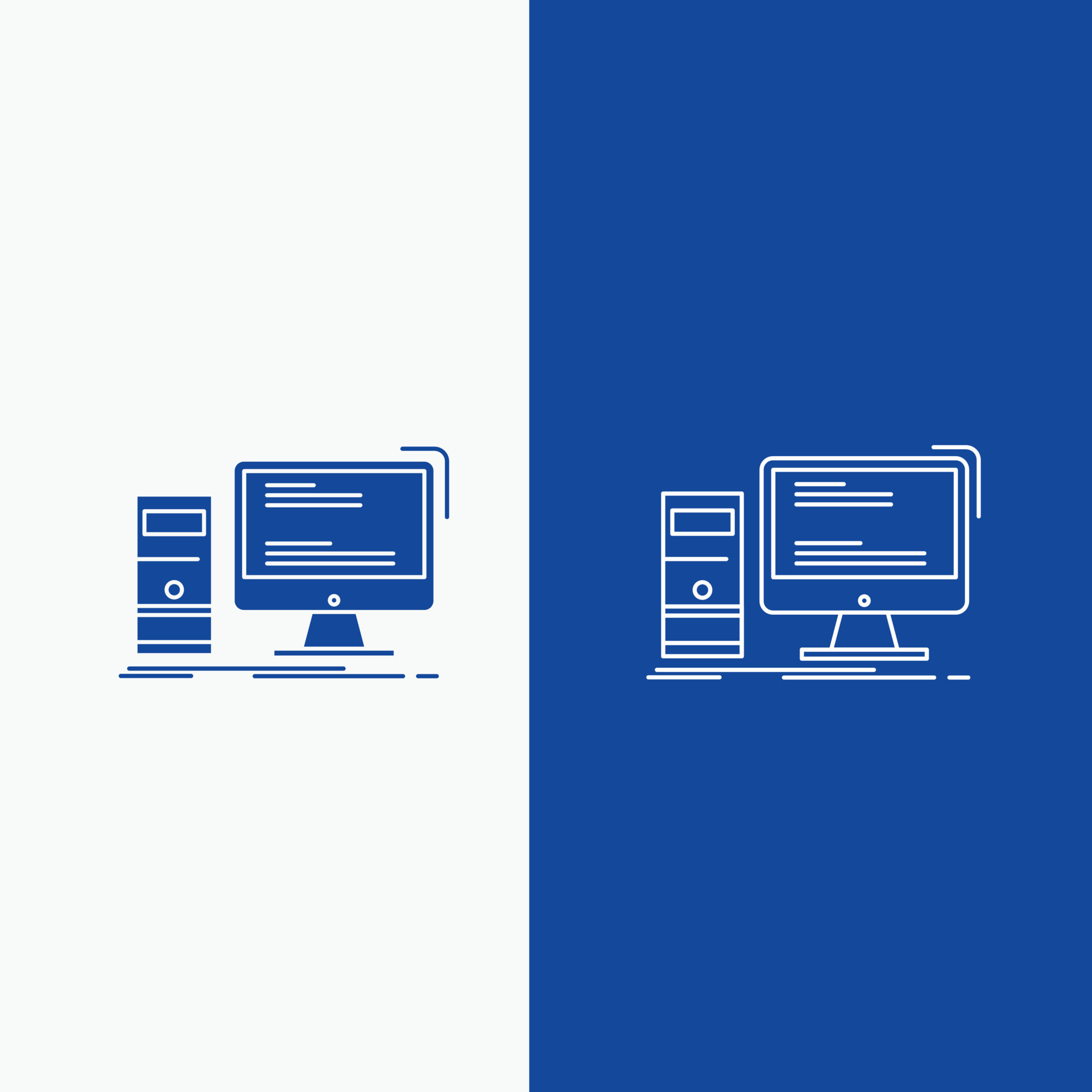 Computer Desktop Gaming Pc Personal Line And Glyph Web Button In Blue Color Vertical Banner