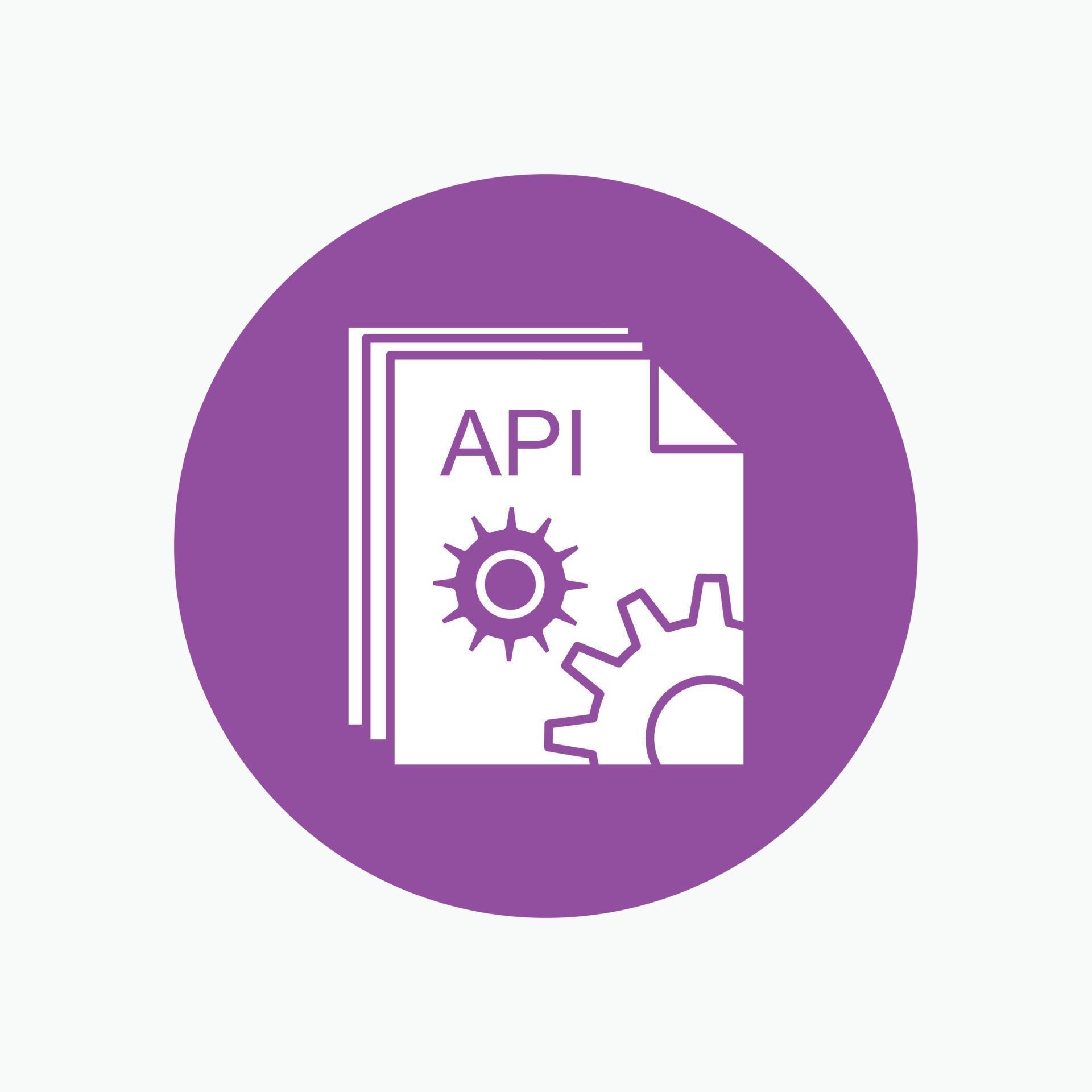 Api App Coding Developer Software White Glyph Icon In Circle Vector Button Illustration
