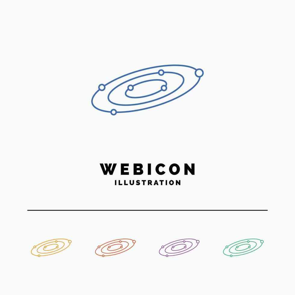 Galaxy Astronomy Planets System Universe 5 Color Line Web Icon Template Isolated On White