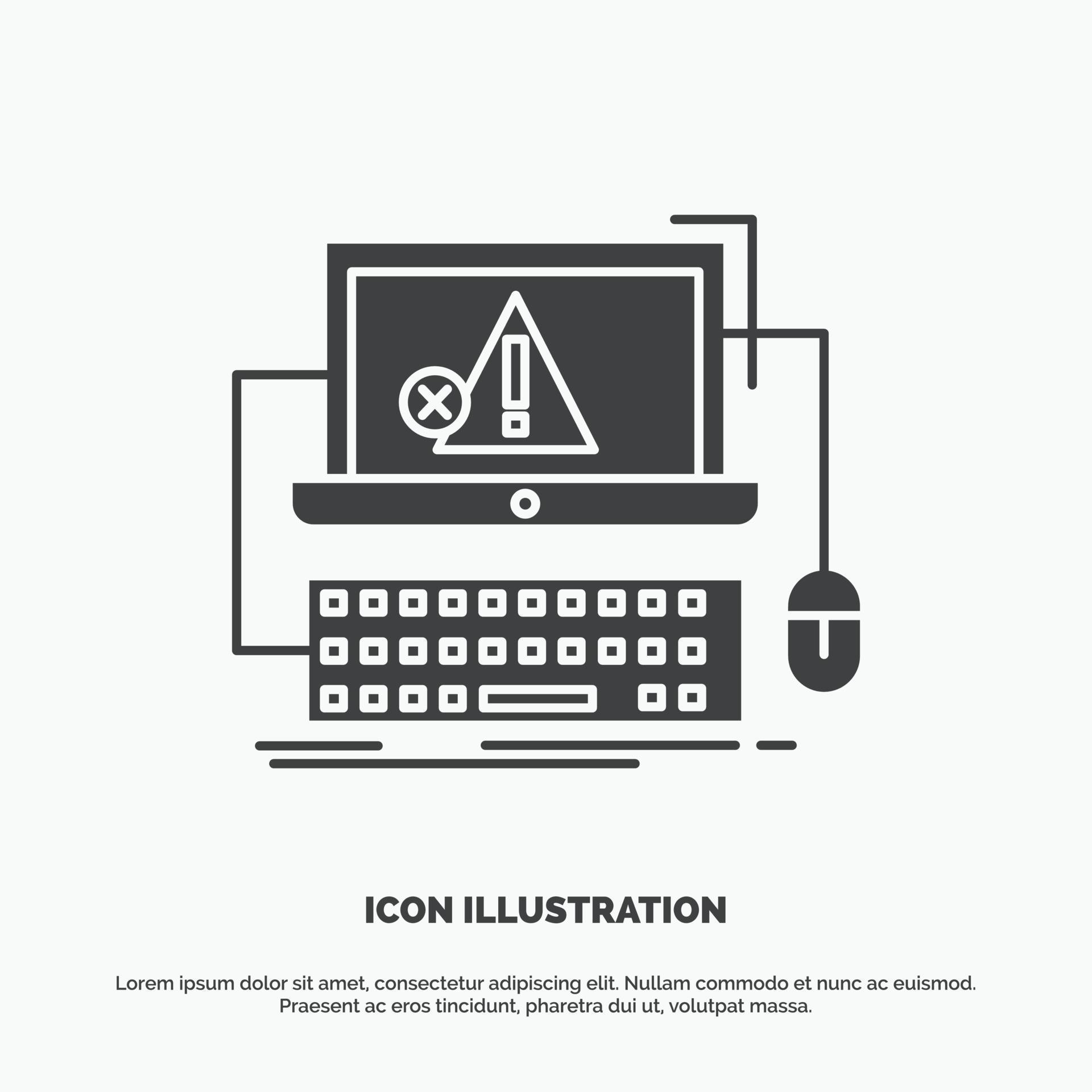 Computer. crash. error. failure. system Icon. glyph vector gray symbol for UI and UX. website or ...
