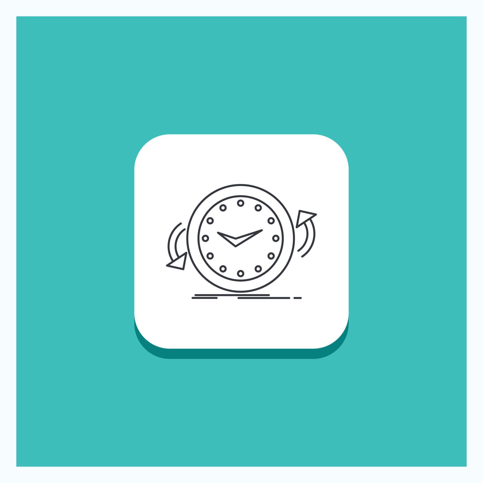Round Button for Backup. clock. clockwise. counter. time Line icon Turquoise Background 13025720 ...