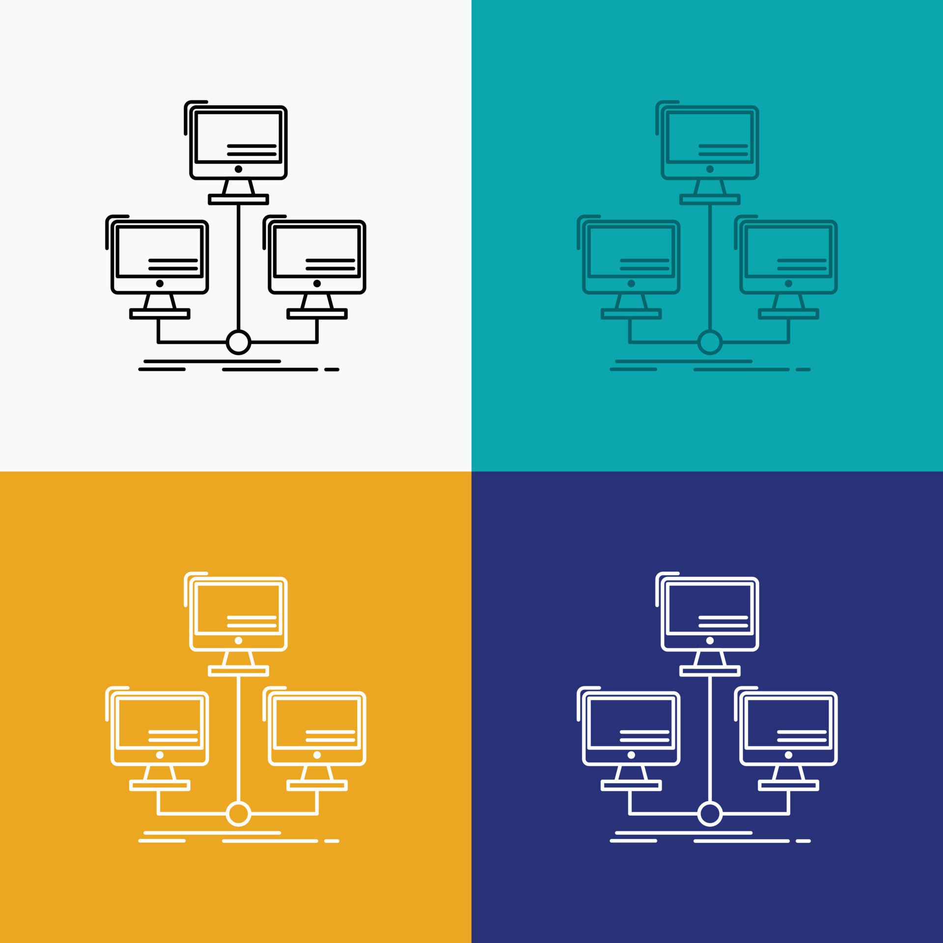 Database Distributed Connection Network Computer Icon Over Various Background Line Style