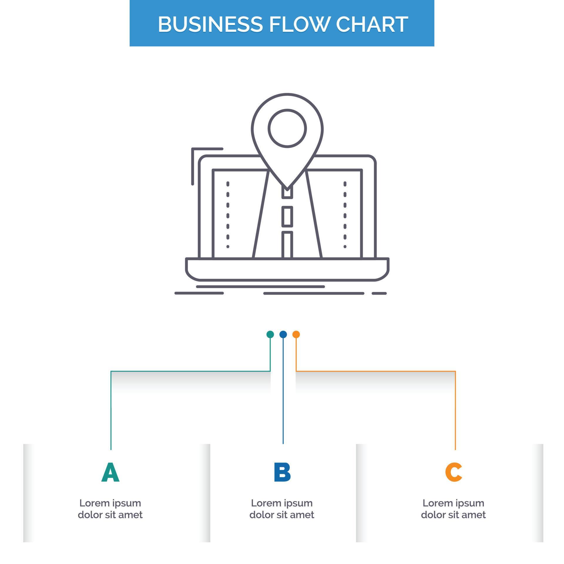 Navigation Map System Gps Route Business Flow Chart Design With 3
