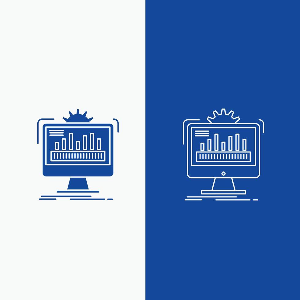 Dashboard Admin Monitor Monitoring Processing Line And Glyph Web Button In Blue Color