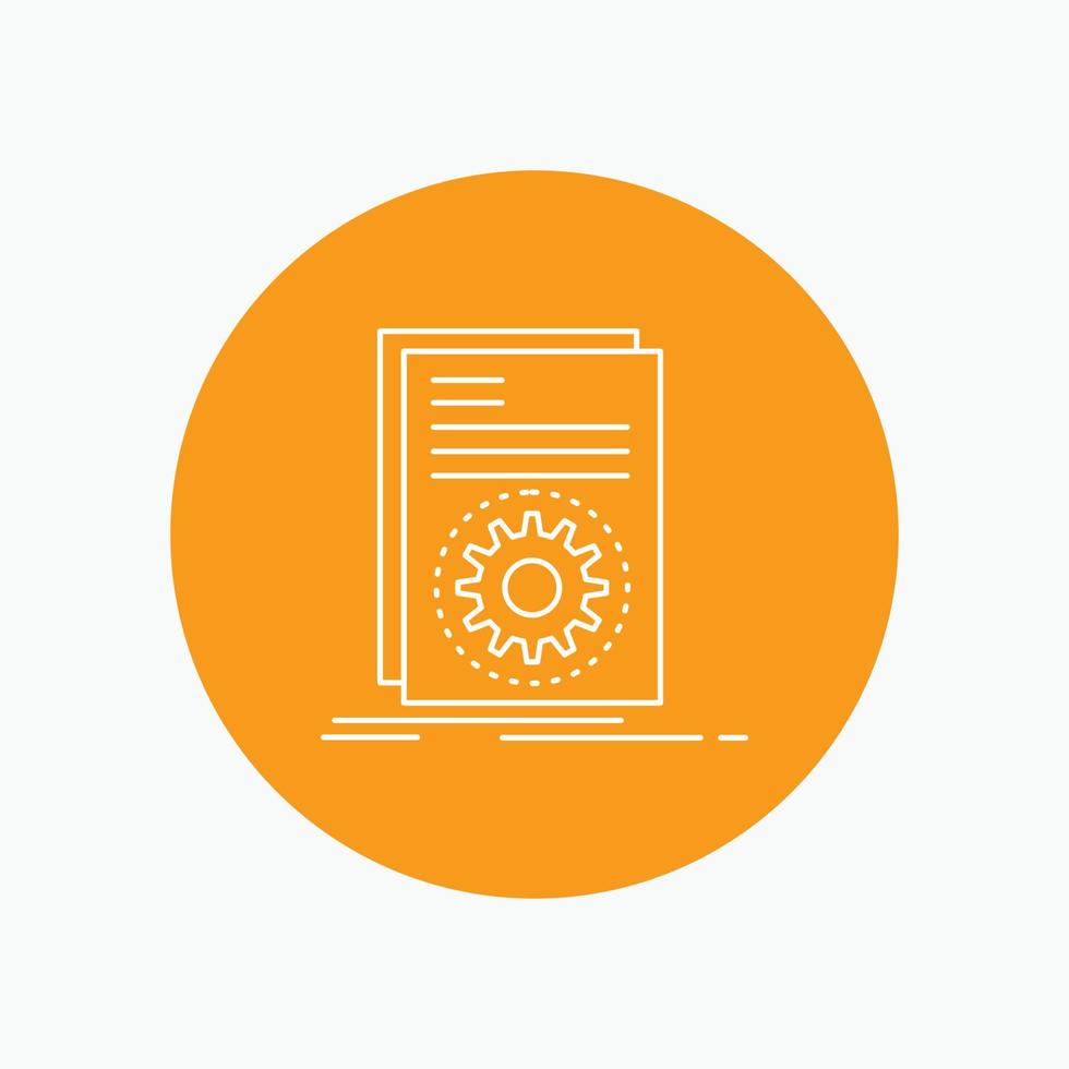 Code Executable File Running Script White Line Icon In Circle Background Vector Icon