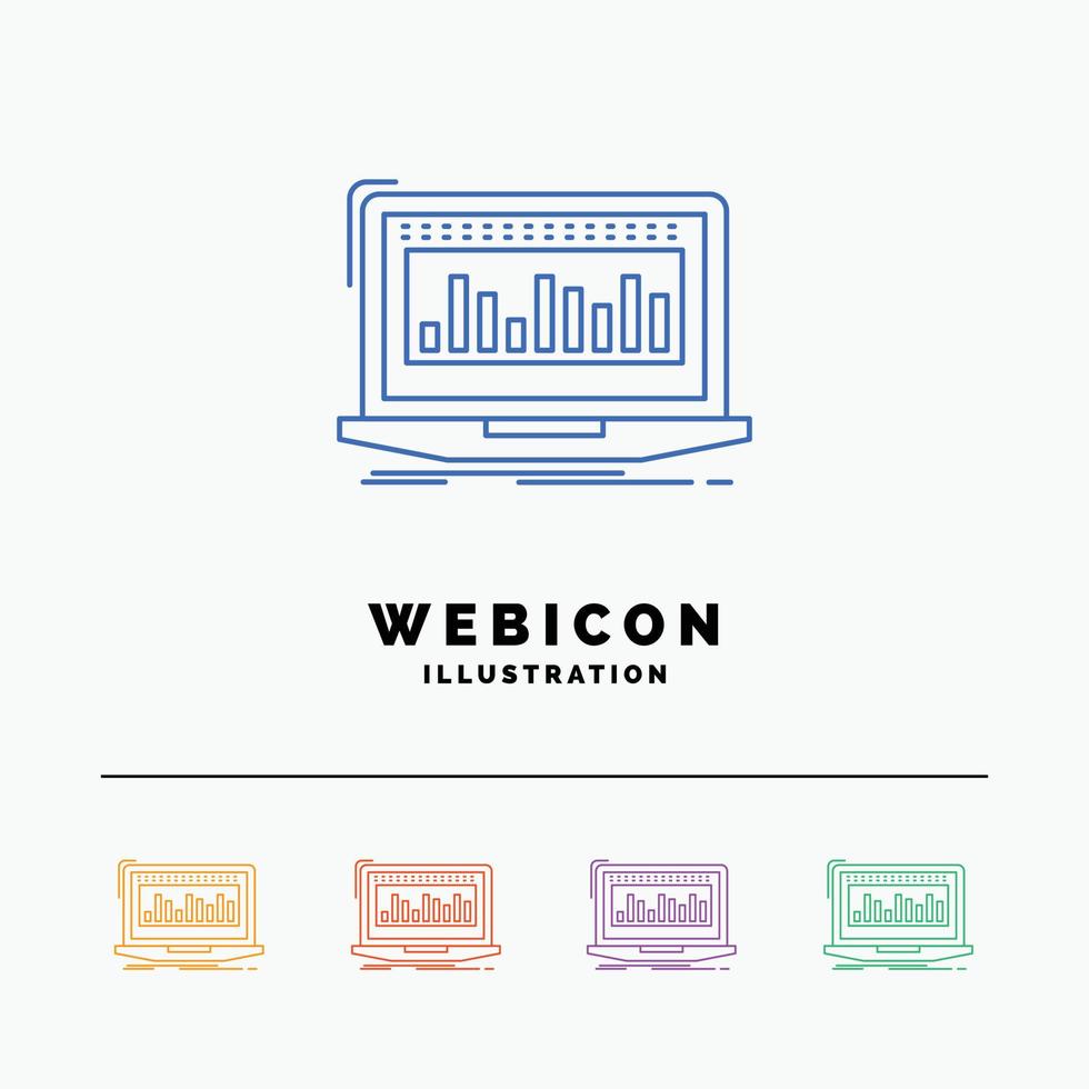 Data Financial Index Monitoring Stock 5 Color Line Web Icon Template Isolated On White