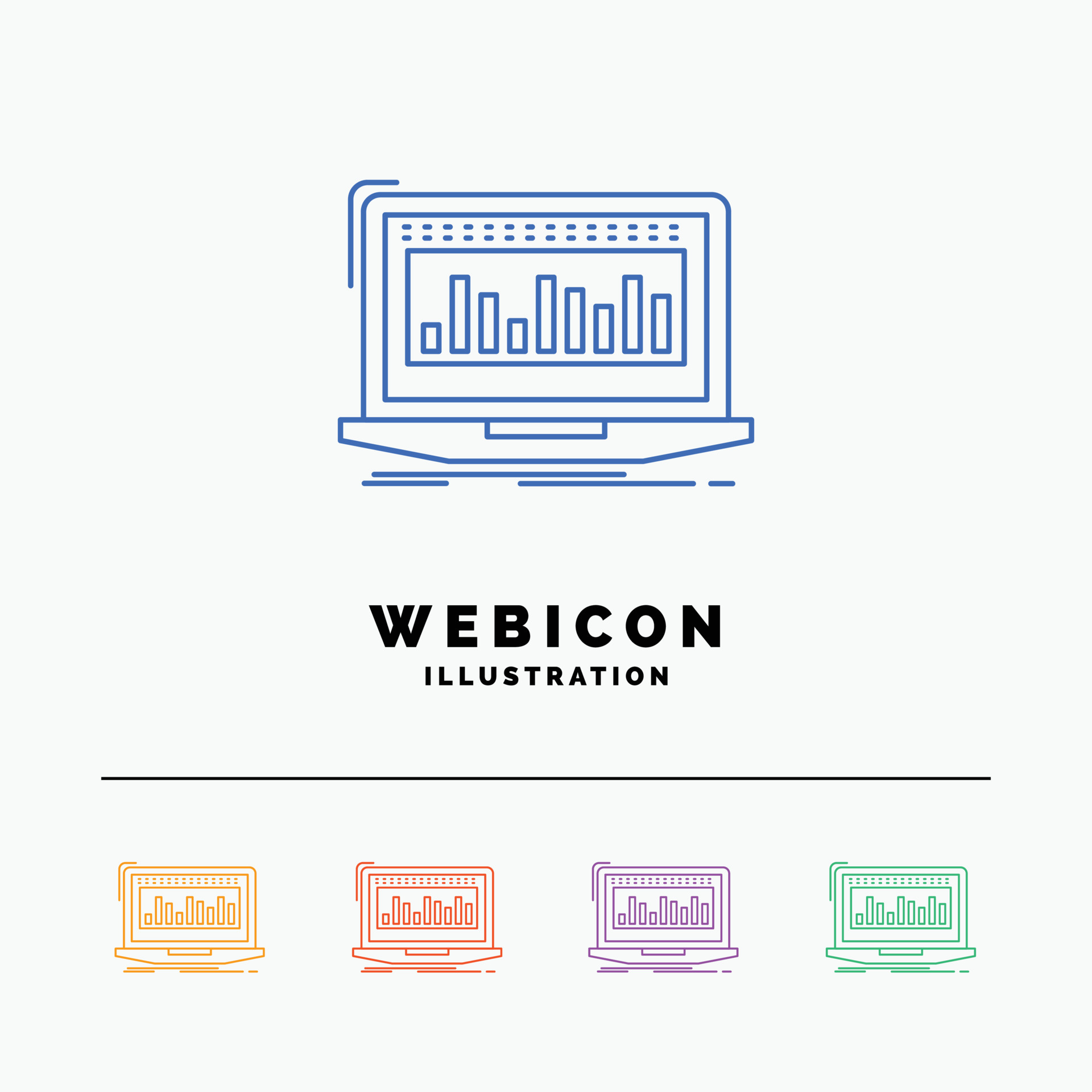 Data Financial Index Monitoring Stock 5 Color Line Web Icon Template Isolated On White