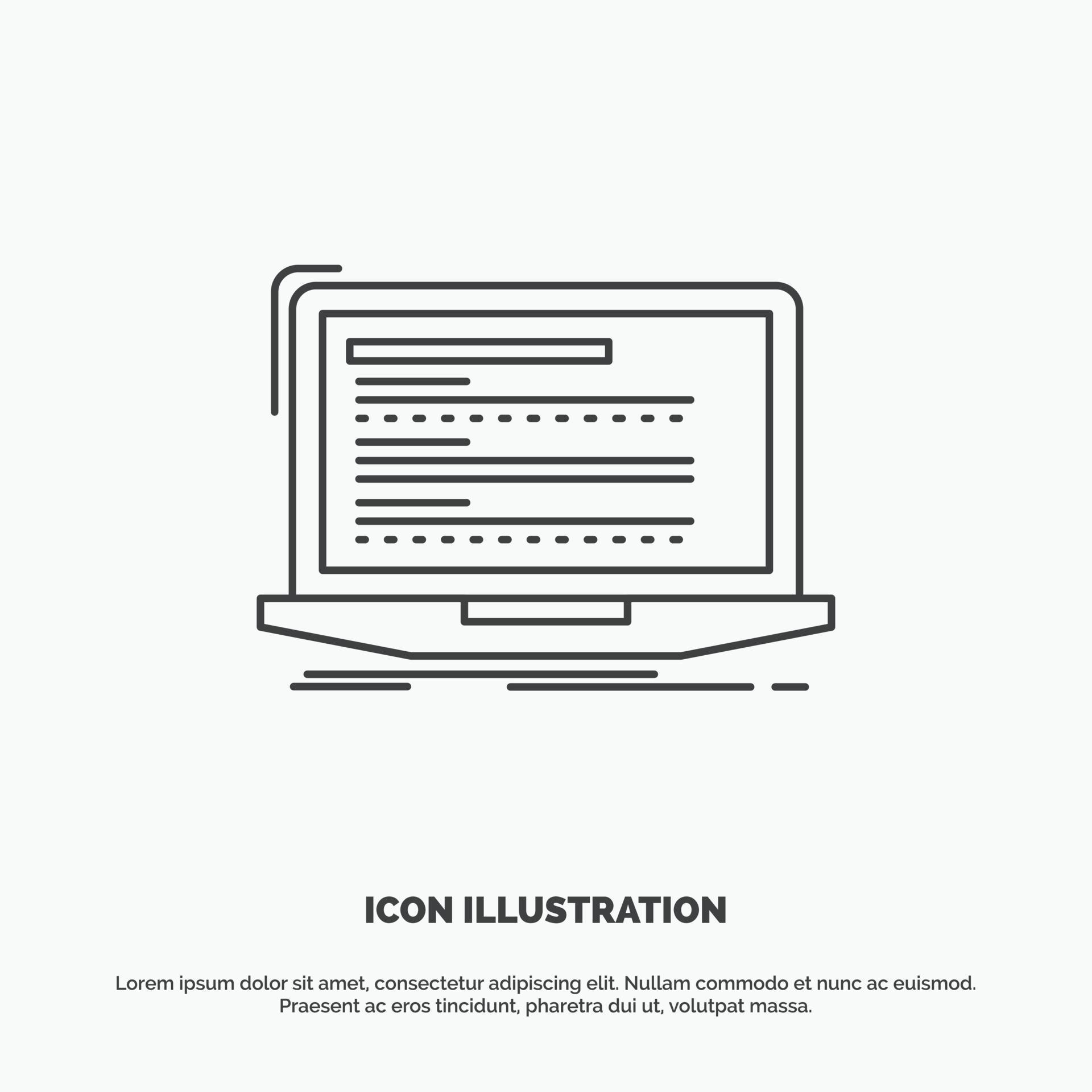 Code Coding Computer Monoblock Laptop Icon Line Vector Gray Symbol For Ui And Ux Website