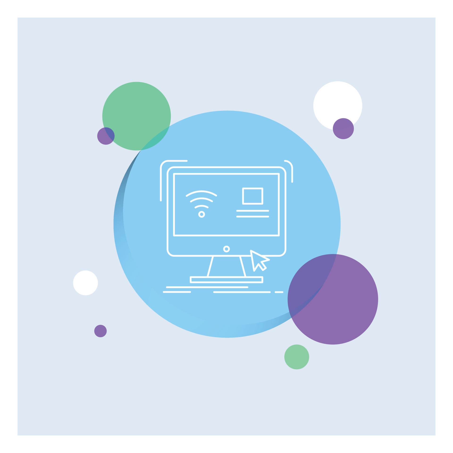 Control Computer Monitor Remote Smart White Line Icon Colorful Circle Background 13026256