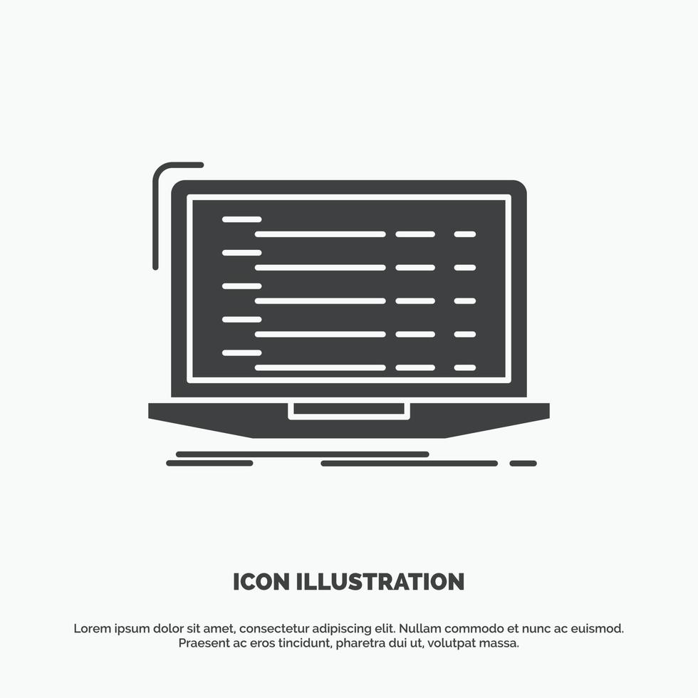 Api. app. coding. developer. laptop Icon. glyph vector gray symbol for UI and UX. website or ...