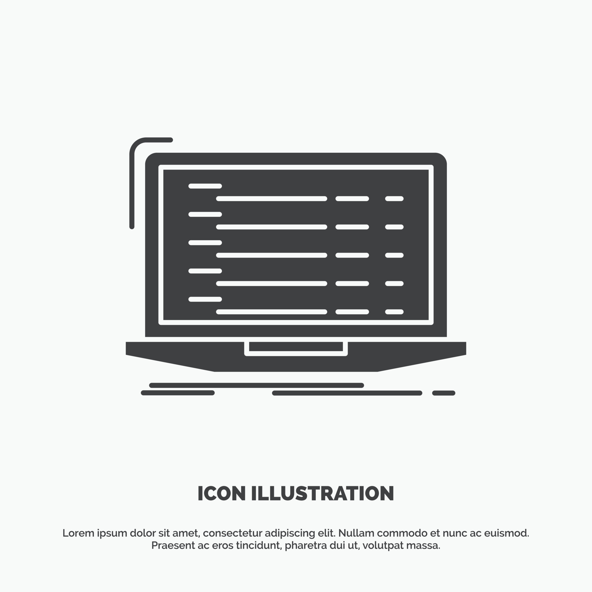 Api App Coding Developer Laptop Icon Glyph Vector Gray Symbol For Ui And Ux Website Or