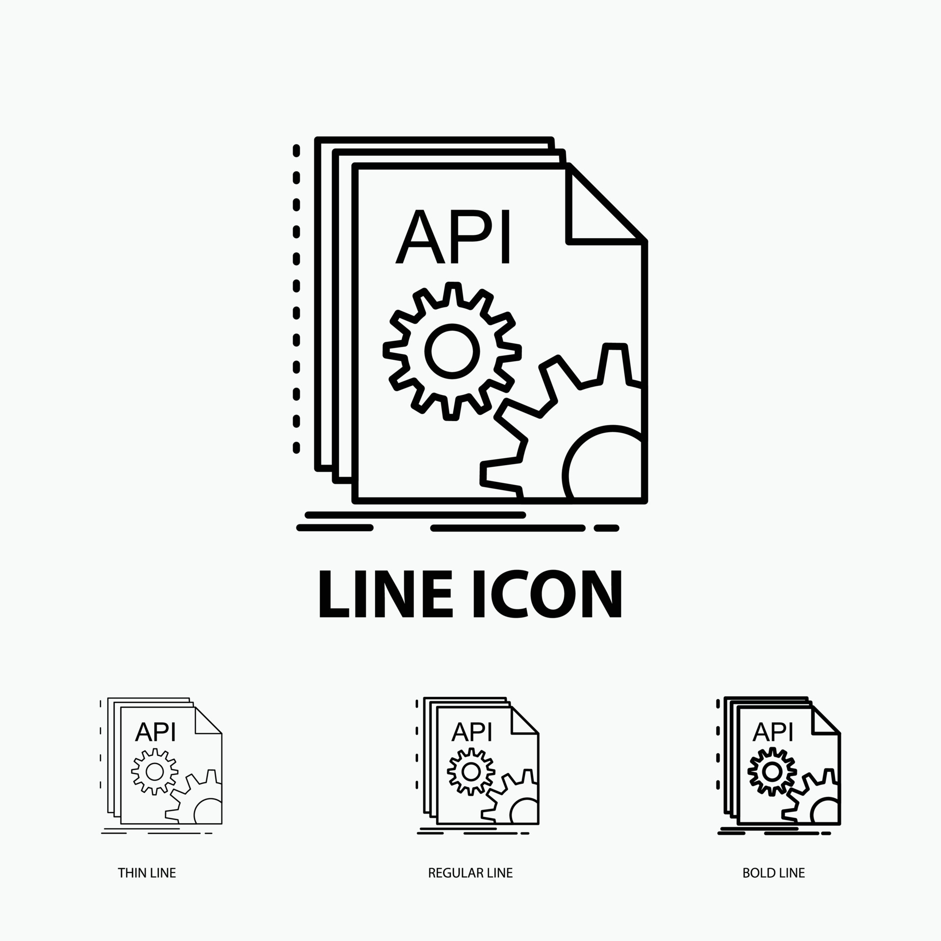 Api App Coding Developer Software Icon In Thin Regular And Bold Line Style Vector