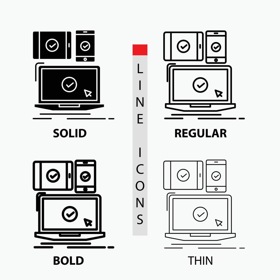 computer. devices. mobile. responsive. technology Icon in Thin. Regular. Bold Line and Glyph ...