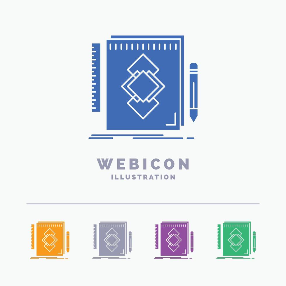 design. Tool. identity. draw. development 5 Color Glyph Web Icon Template isolated on white ...
