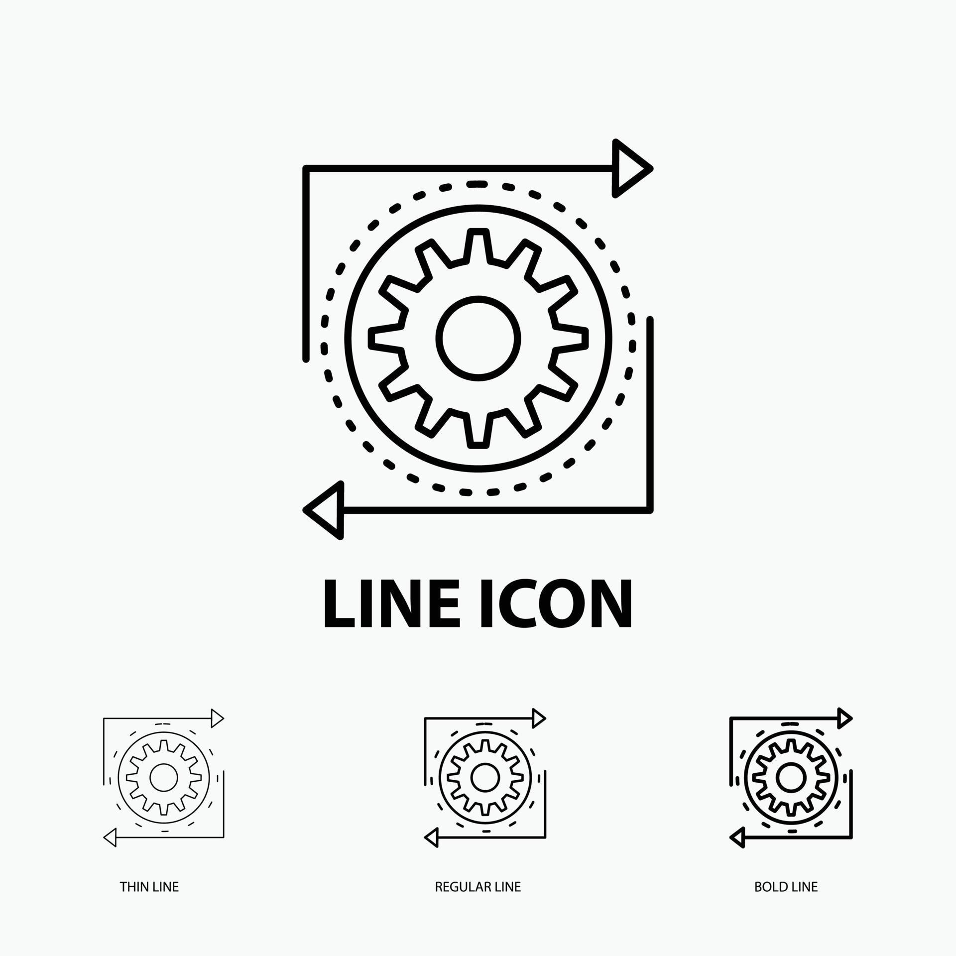 Business Gear Management Operation Process Icon In Thin Regular