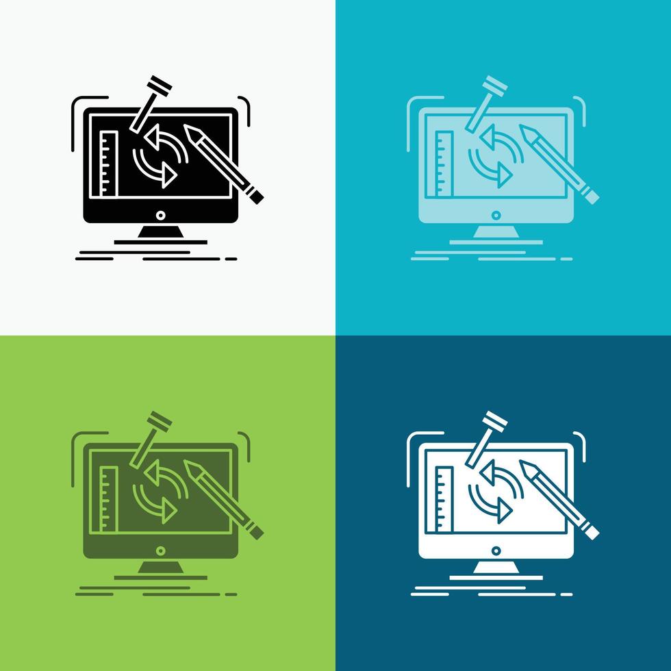 engineering. project. tools. workshop. processing Icon Over Various Background. glyph style ...