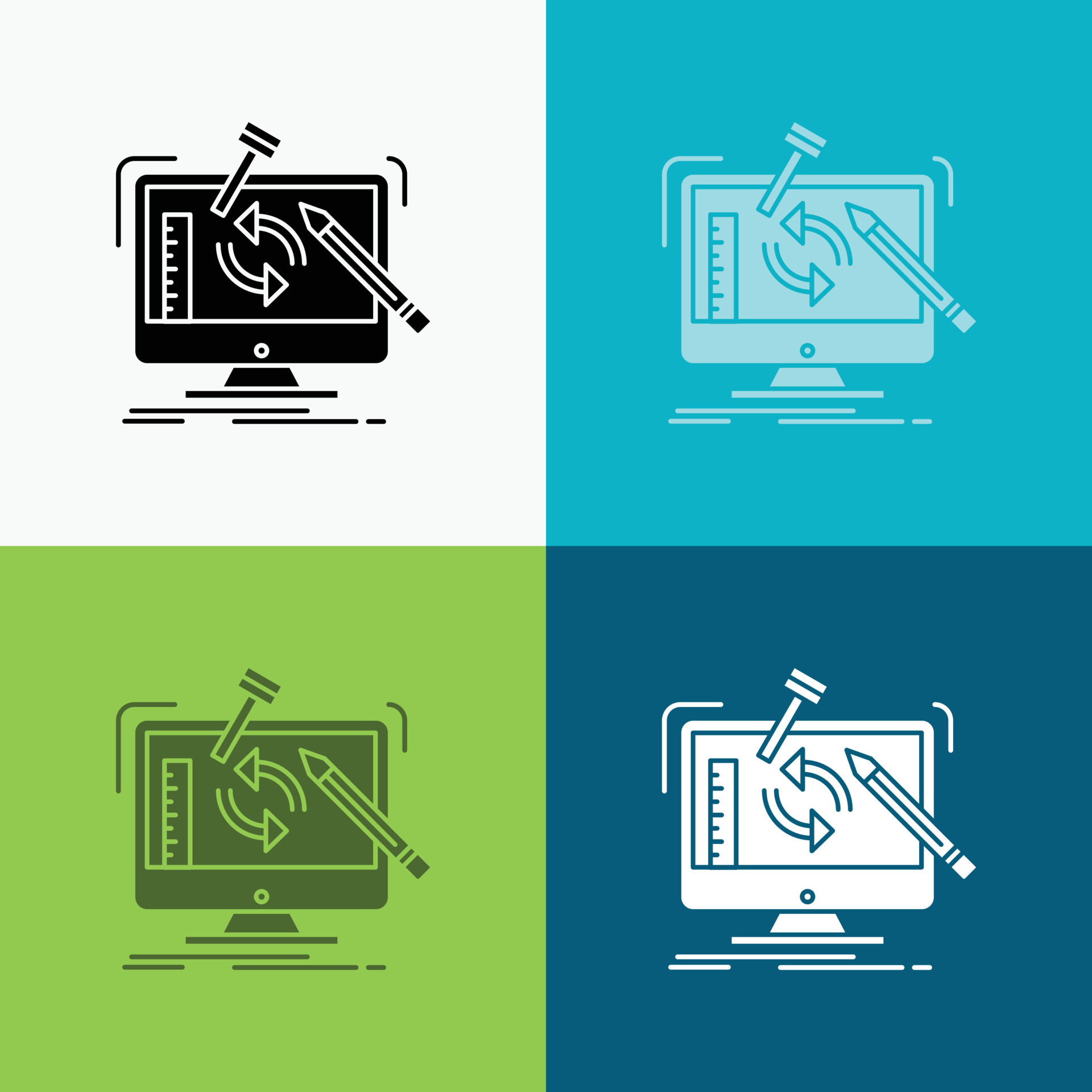 engineering. project. tools. workshop. processing Icon Over Various Background. glyph style ...