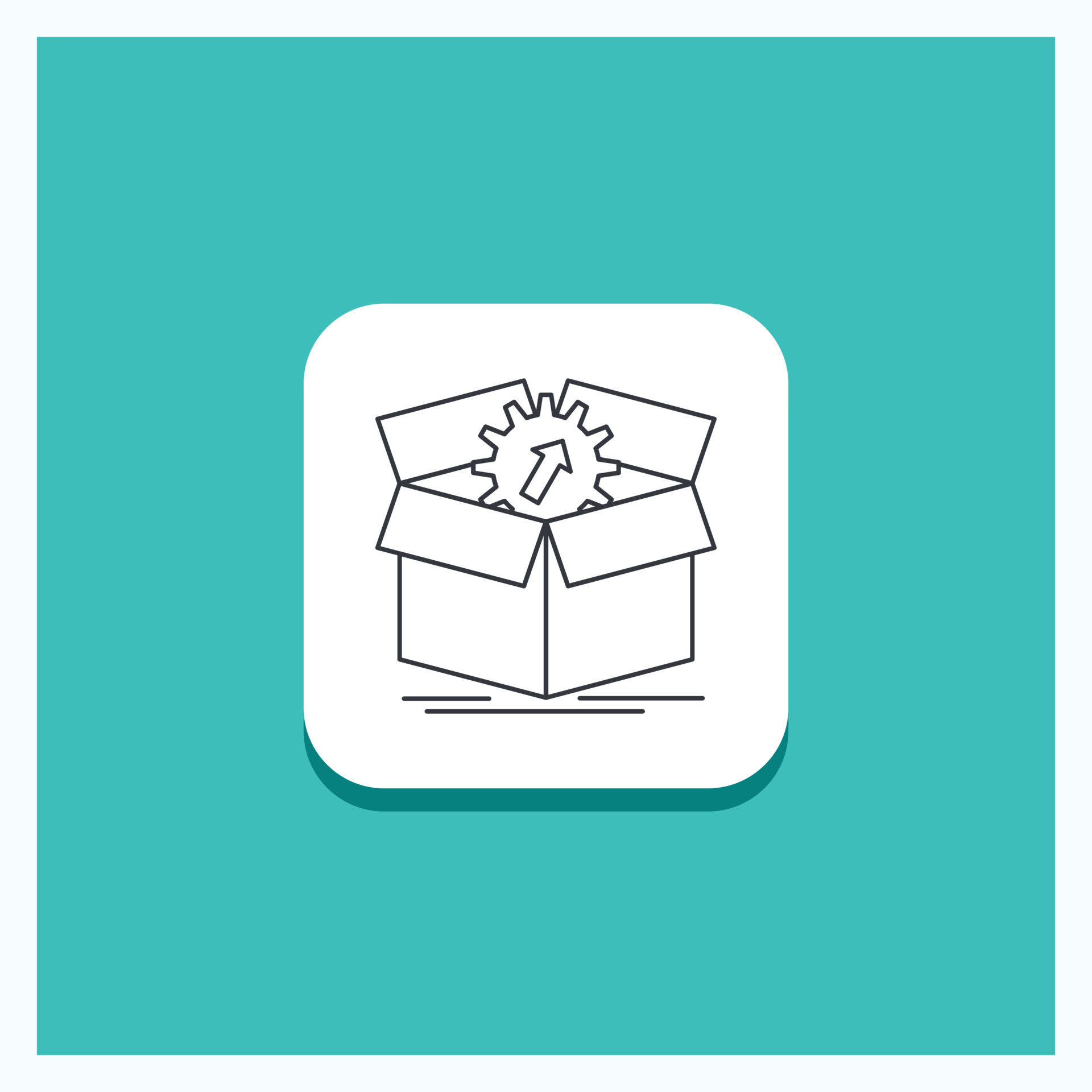 Round Button For Upload Performance Productivity Progress Work Line Icon Turquoise