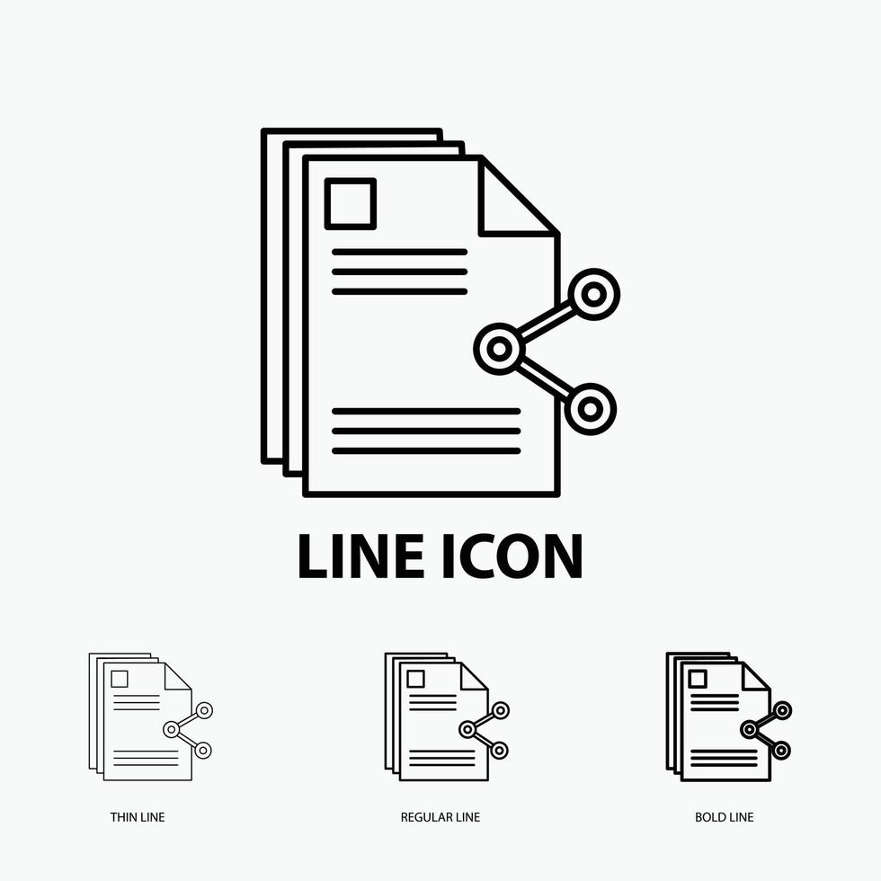 content. files. sharing. share. document Icon in Thin. Regular and Bold Line Style. Vector ...