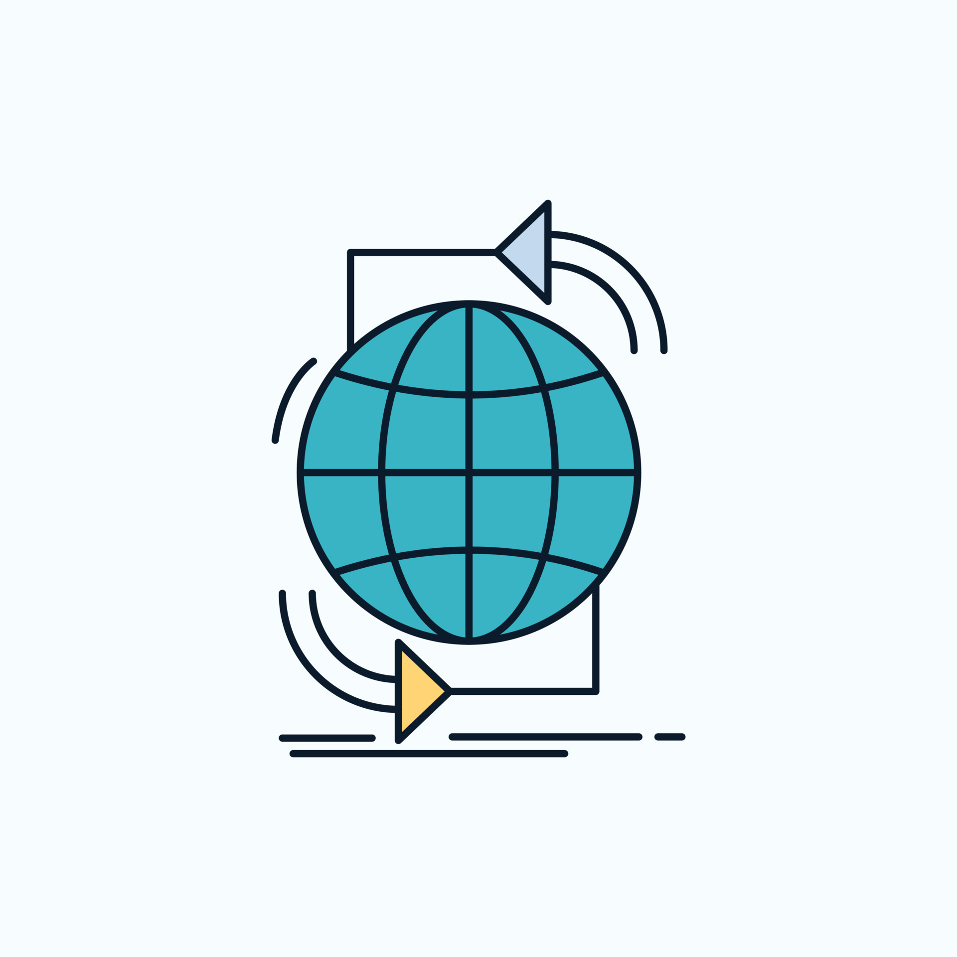 Connectivity Global Internet Network Web Flat Icon Green And Yellow Sign And Symbols For