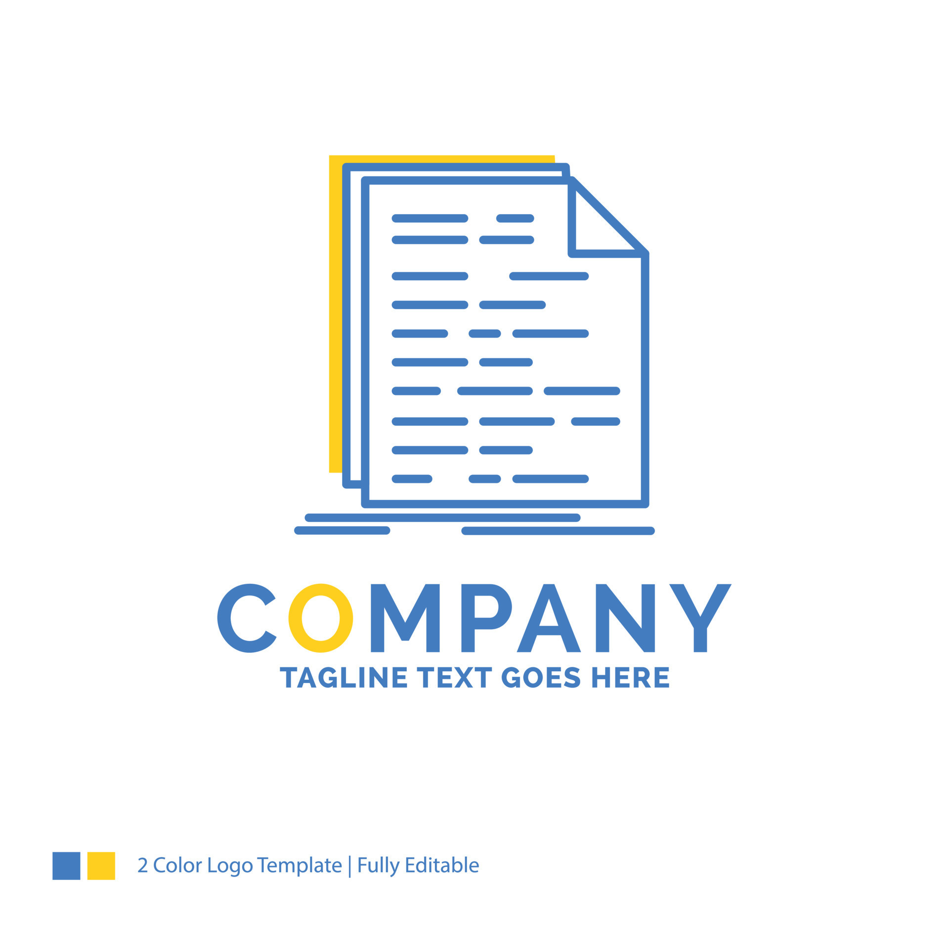 Code Coding Doc Programming Script Blue Yellow Business Logo Template Creative Design