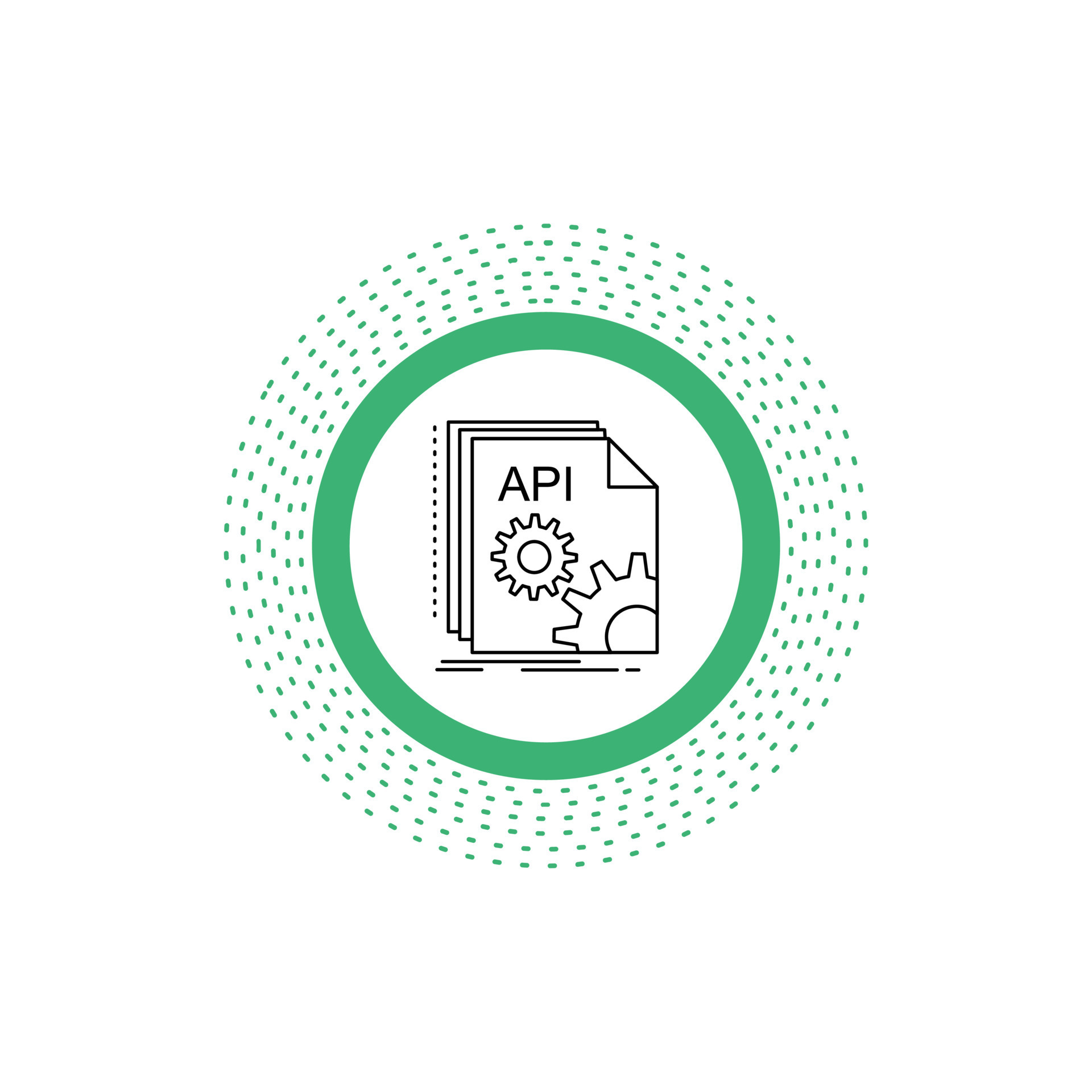 API. aplicación codificación. desarrollador. icono de línea de software ...