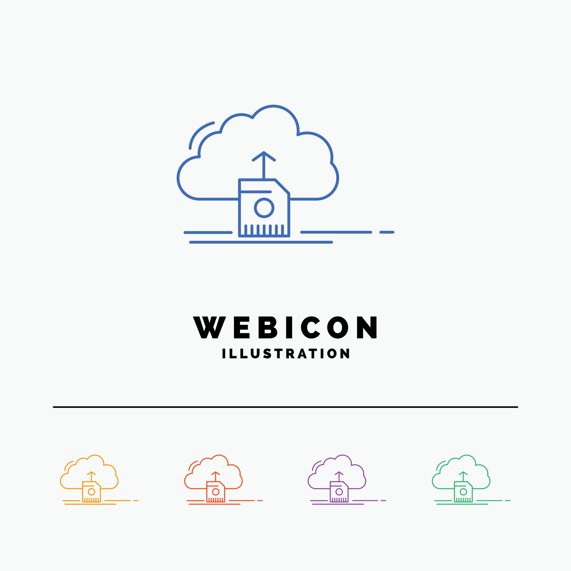 Cloud Upload Save Data Computing 5 Color Line Web Icon Template Isolated On White Vector