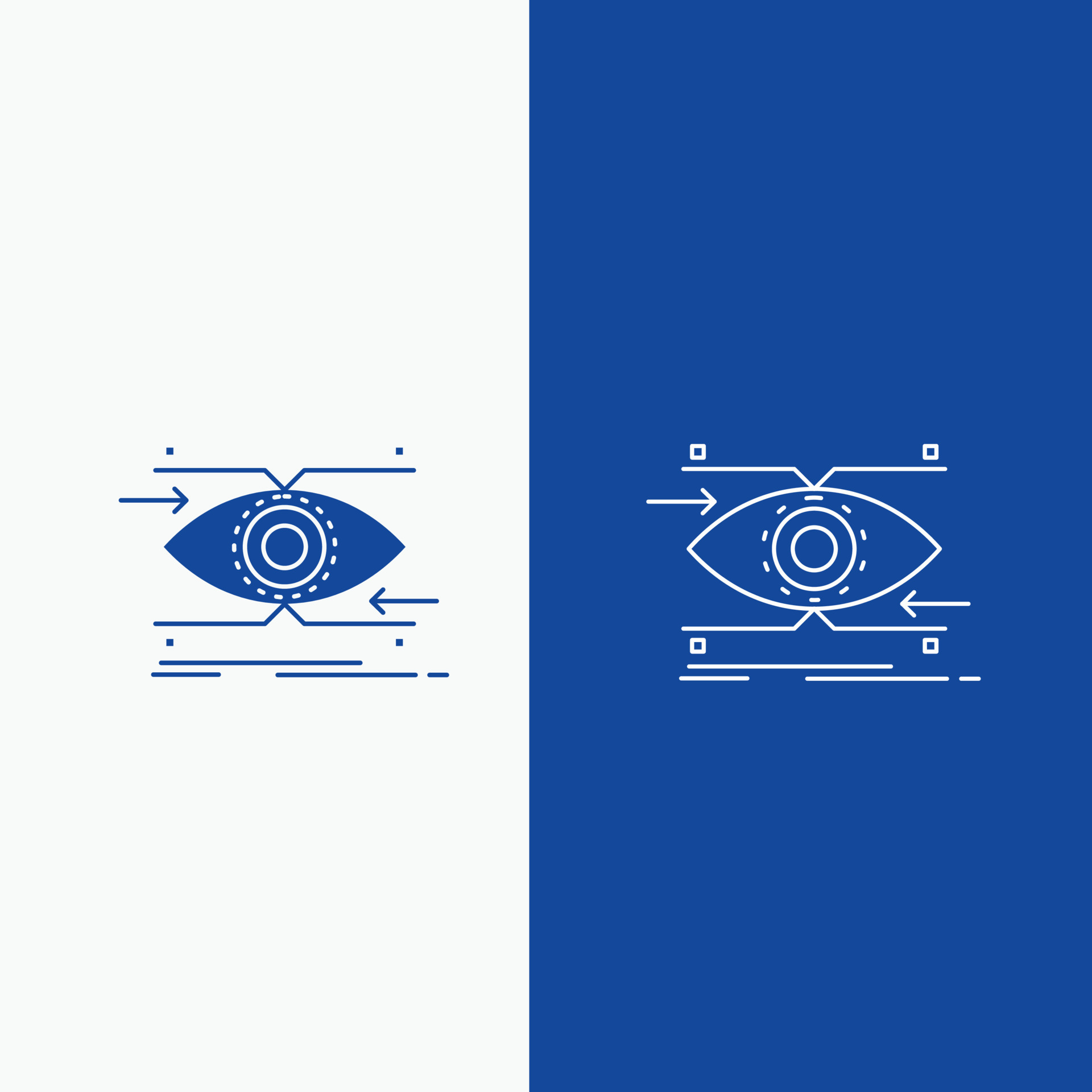 Attention Eye Focus Looking Vision Line And Glyph Web Button In Blue Color Vertical Banner
