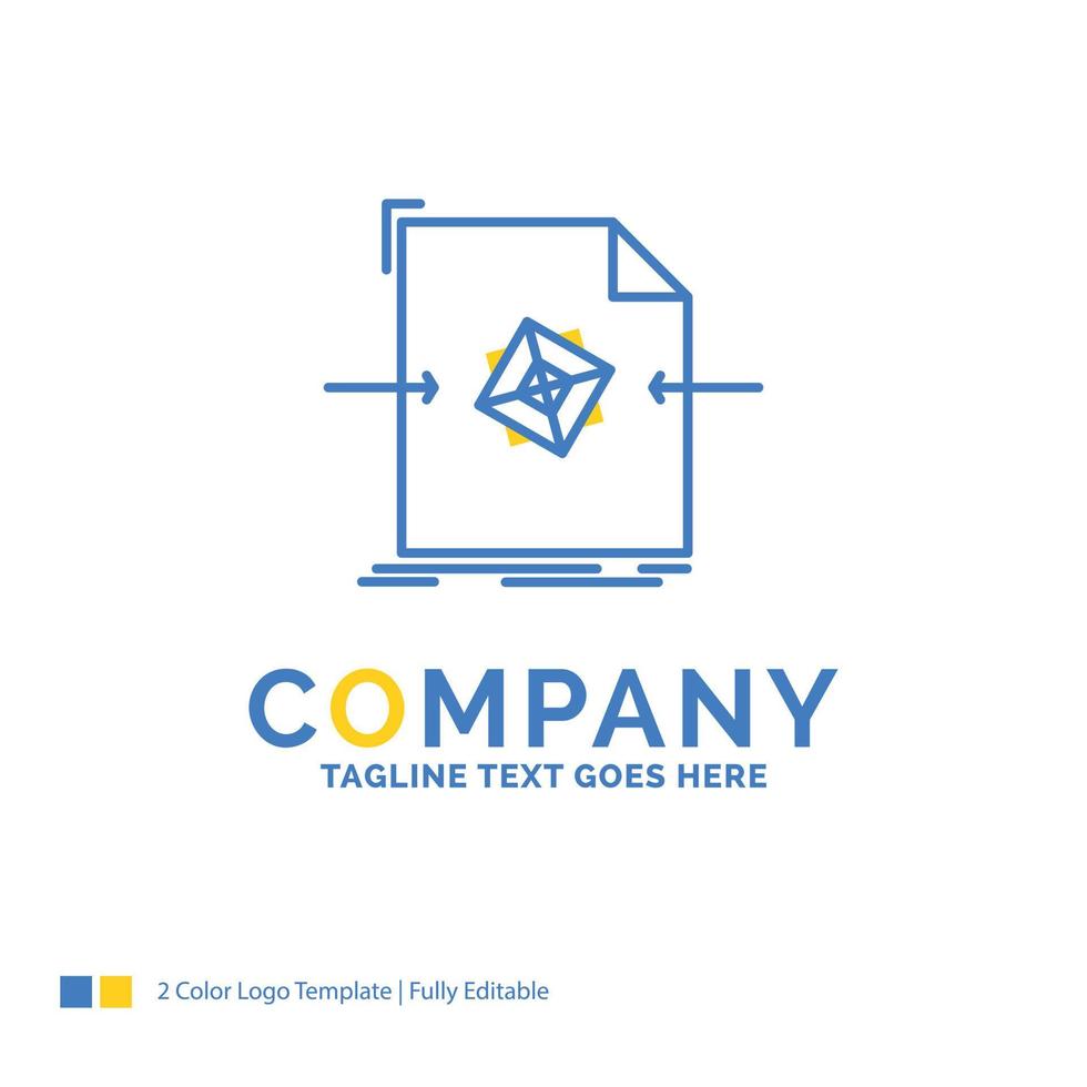 3d Document File Object Processing Blue Yellow Business Logo Template Creative Design