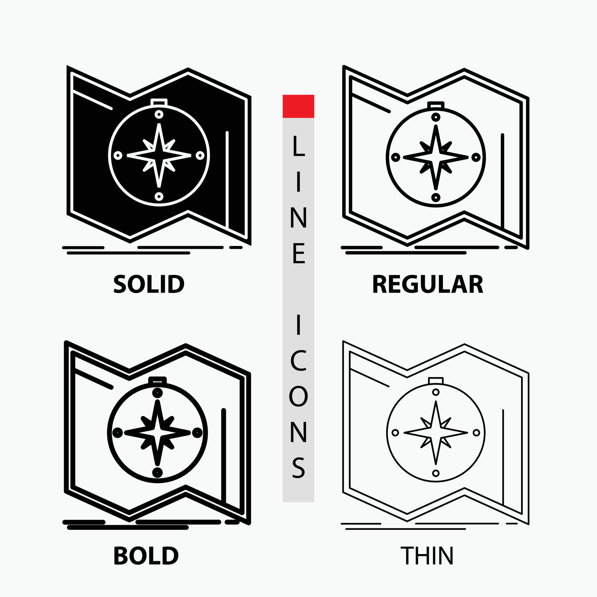 Direction Explore Map Navigate Navigation Icon In Thin Regular Bold Line And Glyph Style