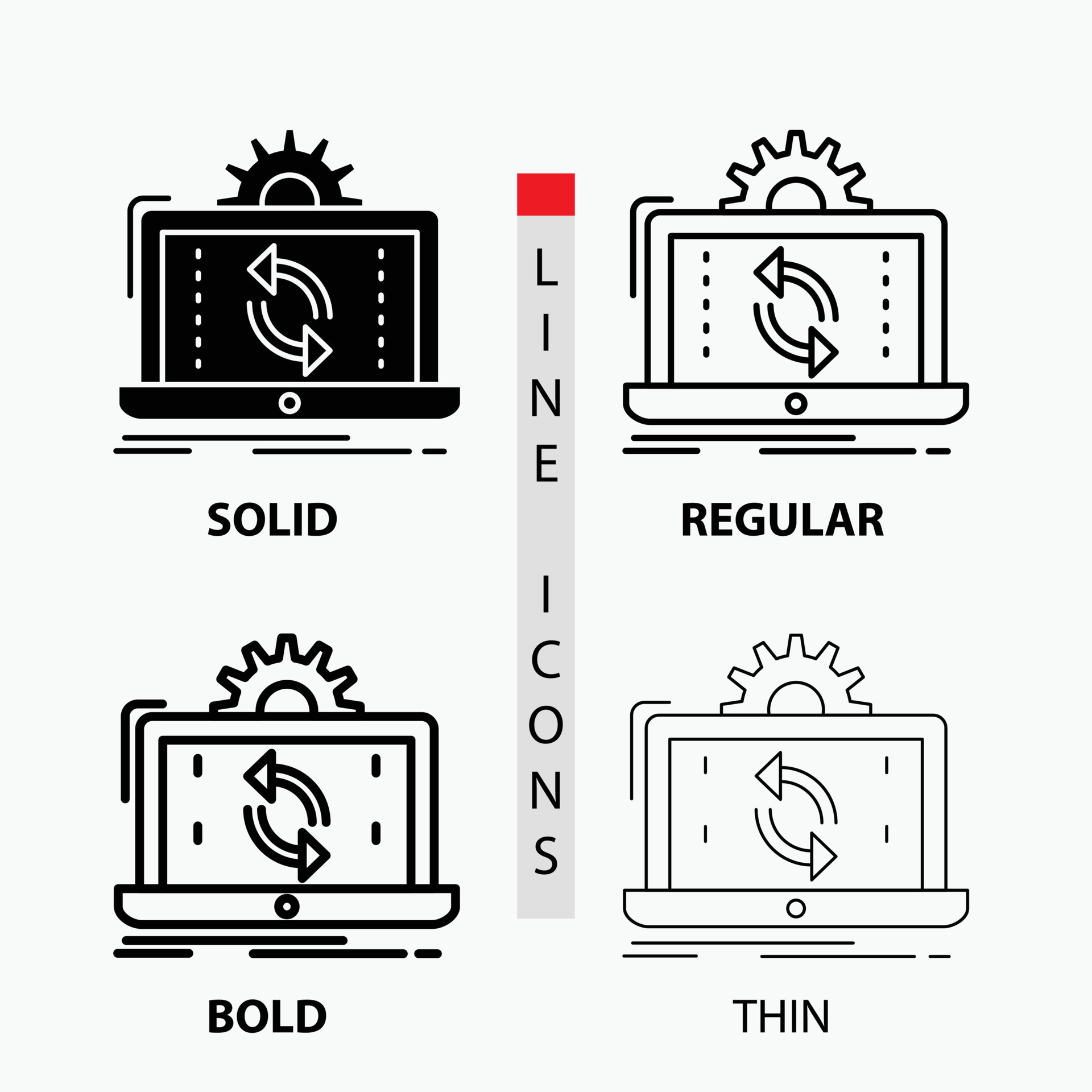 Data Processing Analysis Reporting Sync Icon In Thin Regular Bold