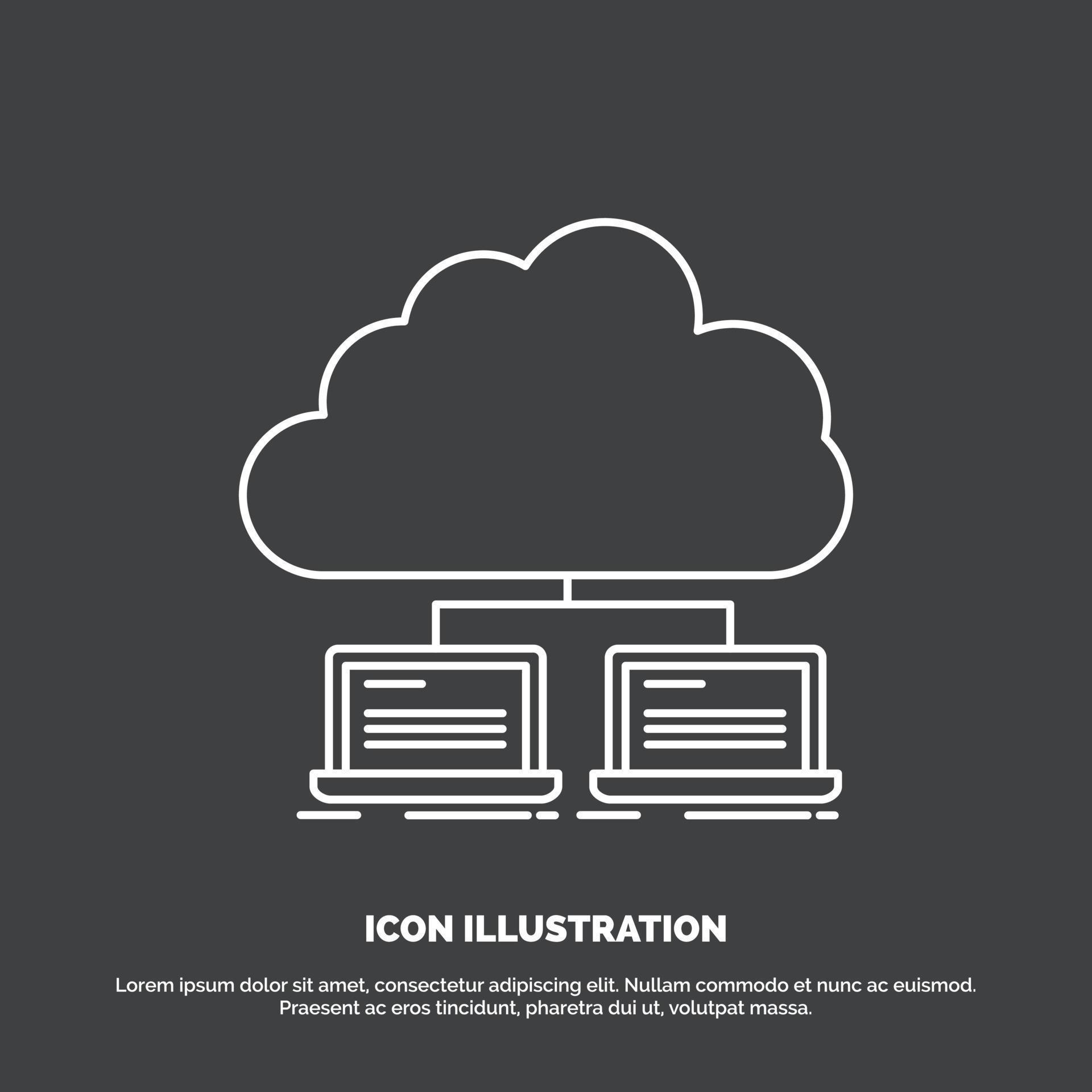 cloud. network. server. internet. data Icon. Line vector symbol for UI and UX. website or mobile ...