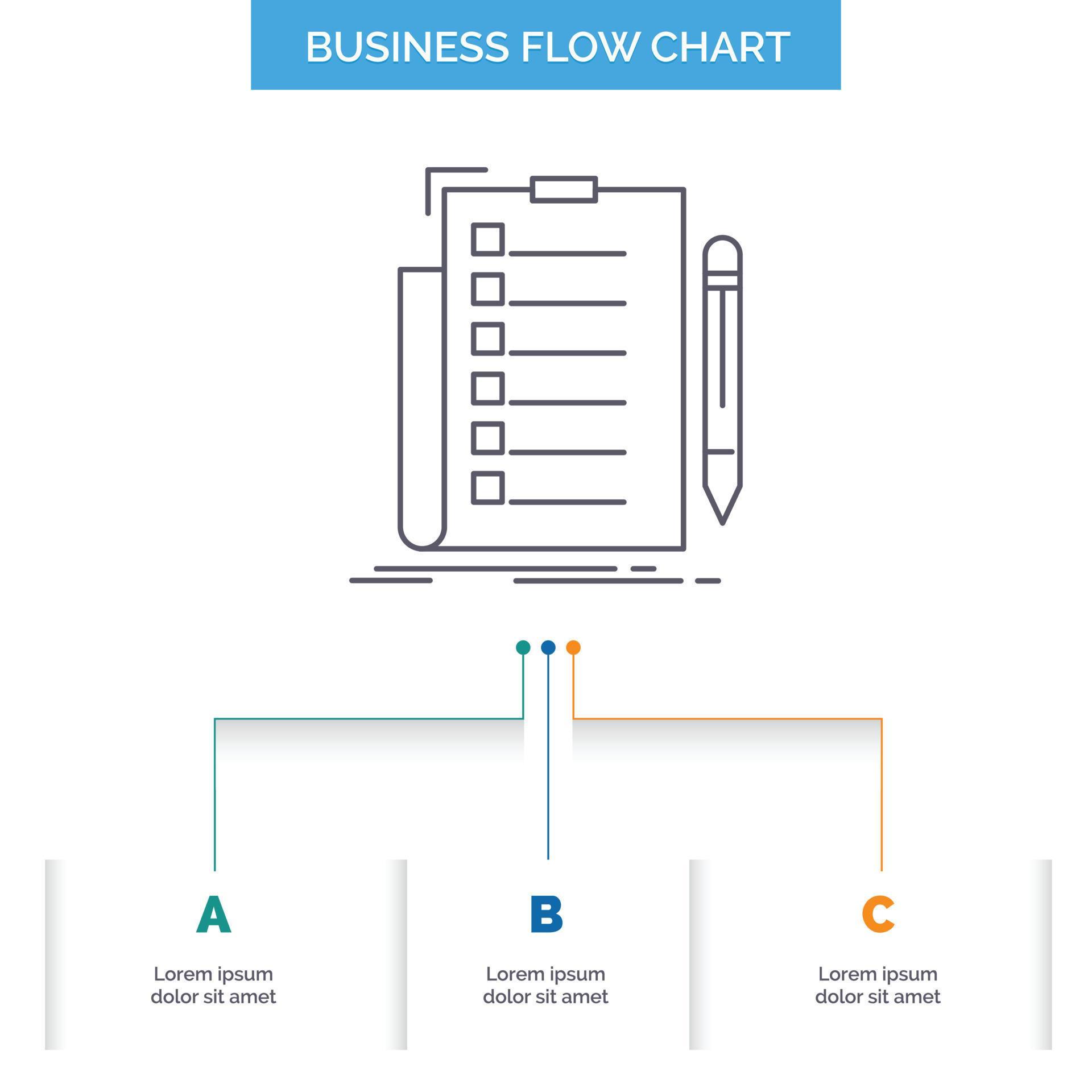 Expertise Checklist Check List Document Business Flow Chart Design With 3 Steps Line Icon
