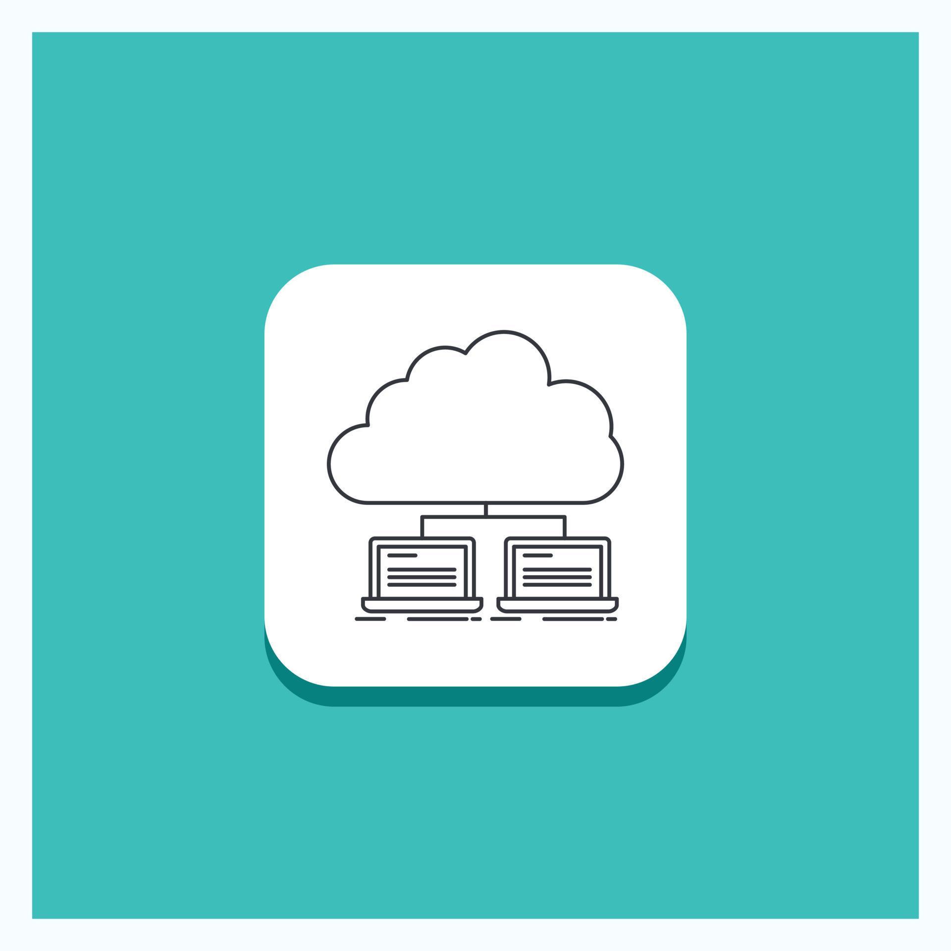 Round Button for cloud. network. server. internet. data Line icon Turquoise Background 13027641 ...