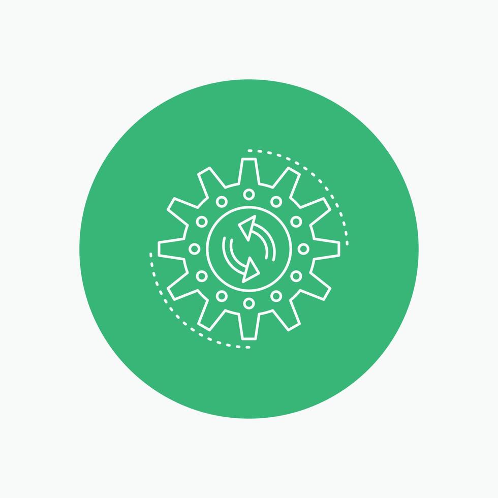 Management Process Production Task Work White Line Icon In Circle