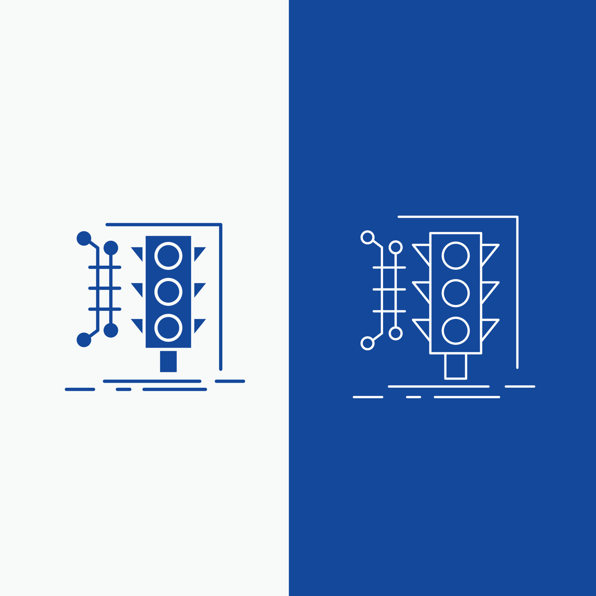 City Management Monitoring Smart Traffic Line And Glyph Web Button In Blue Color Vertical