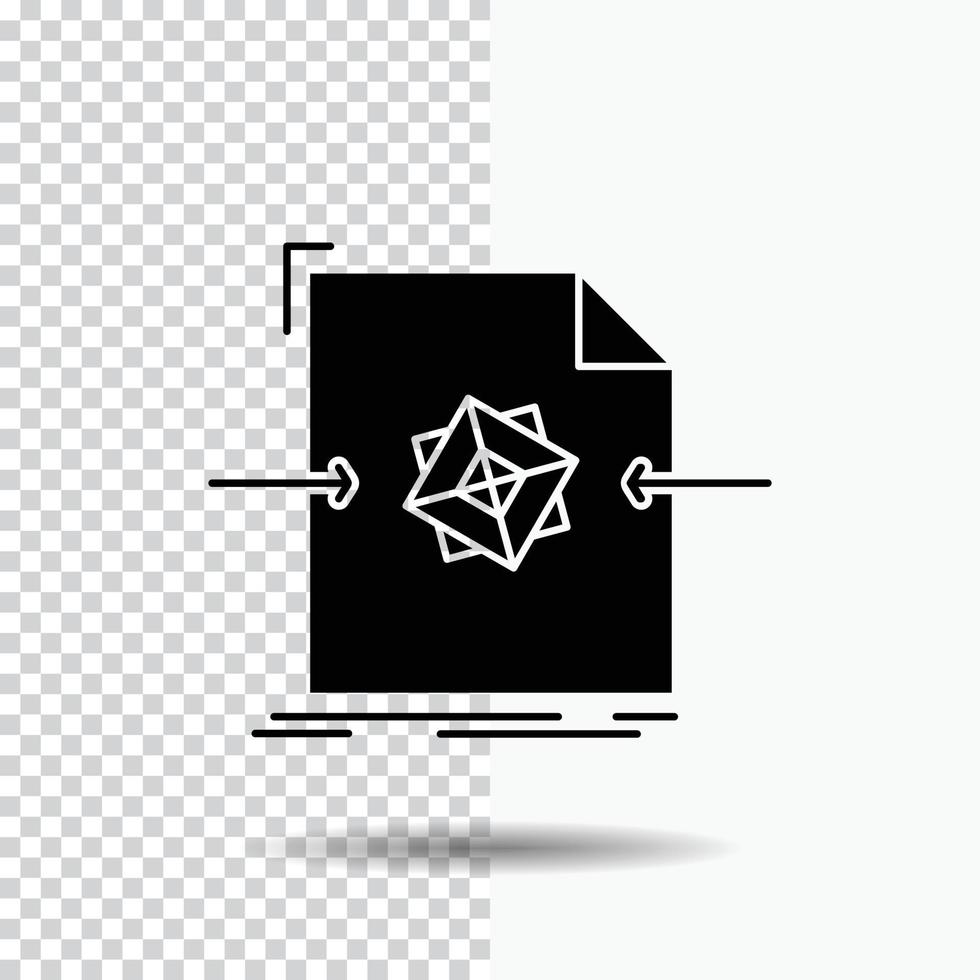 3d. document. file. object. processing Glyph Icon on Transparent Background. Black Icon 13027885 ...