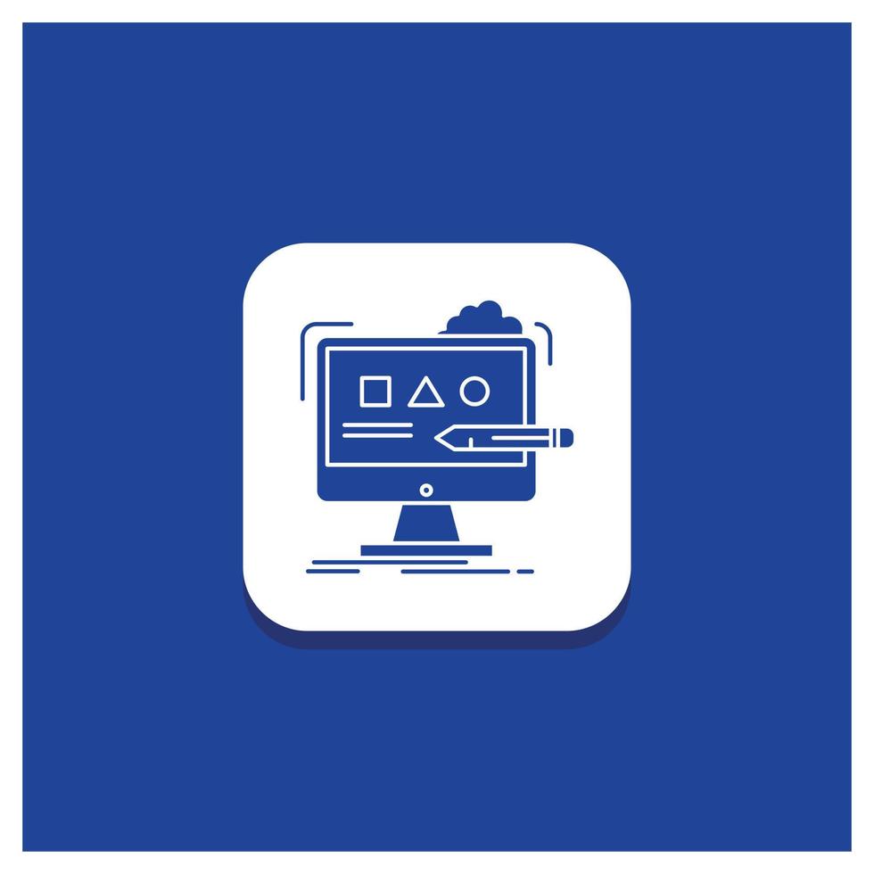 Blue Round Button for Art. computer. design. digital. studio Glyph icon ... Blue Round Button for Art. computer. design. digital. studio Glyph icon ...