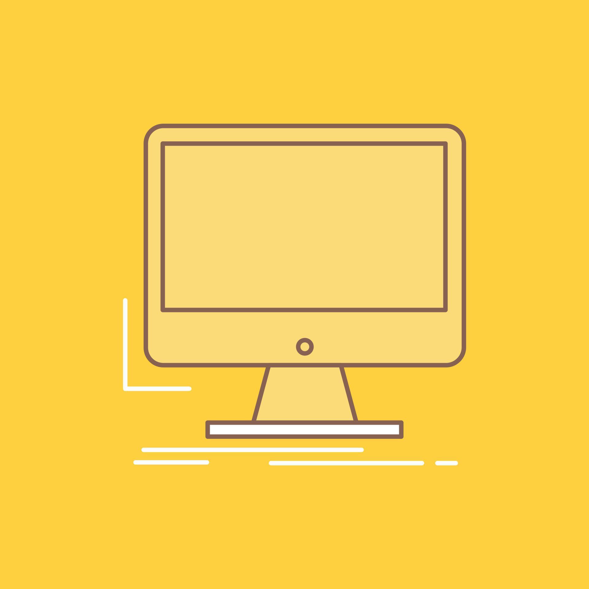 Update App Application Install Sync Flat Line Filled Icon Beautiful Logo Button Over Yellow