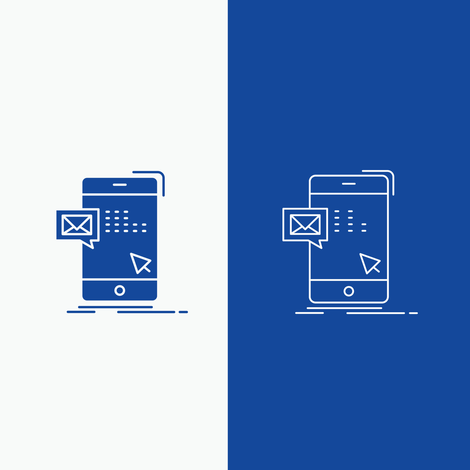 bulk. dialog. instant. mail. message Line and Glyph web Button in Blue color Vertical Banner for ...