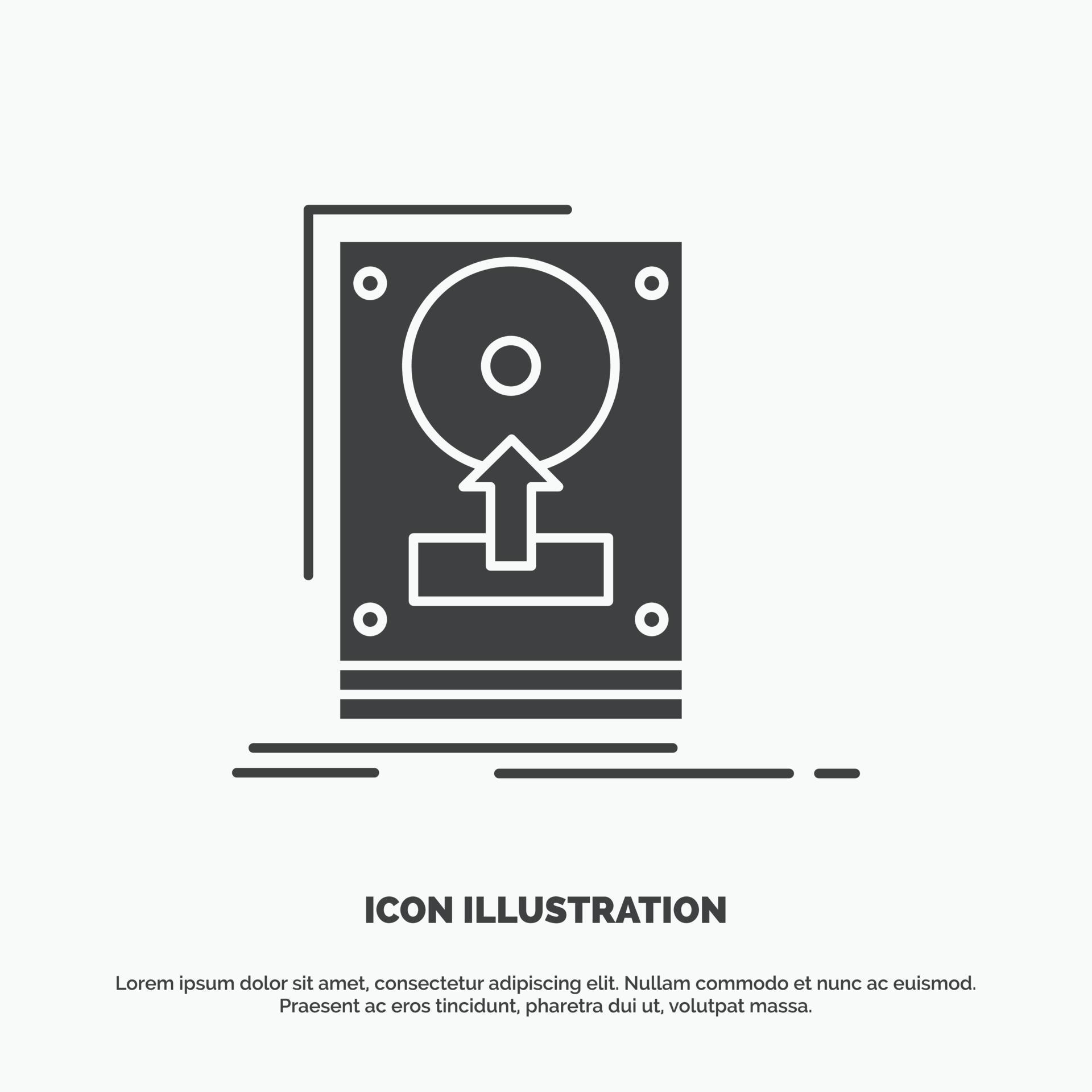 install. drive. hdd. save. upload Icon. glyph vector gray symbol for UI and UX. website or ...