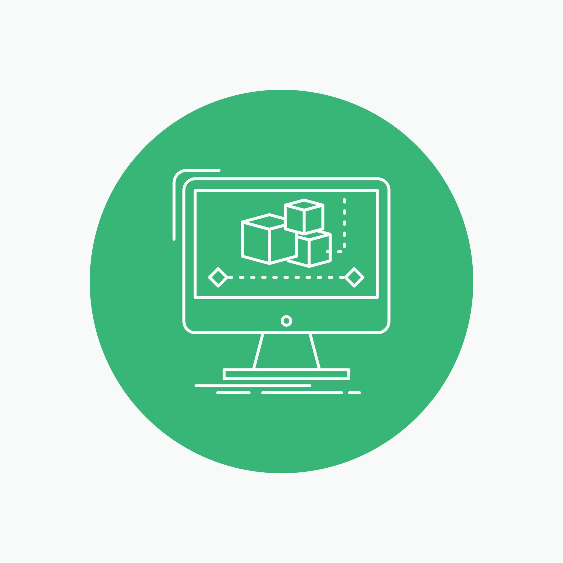 Animation Computer Editor Monitor Software White Line Icon In