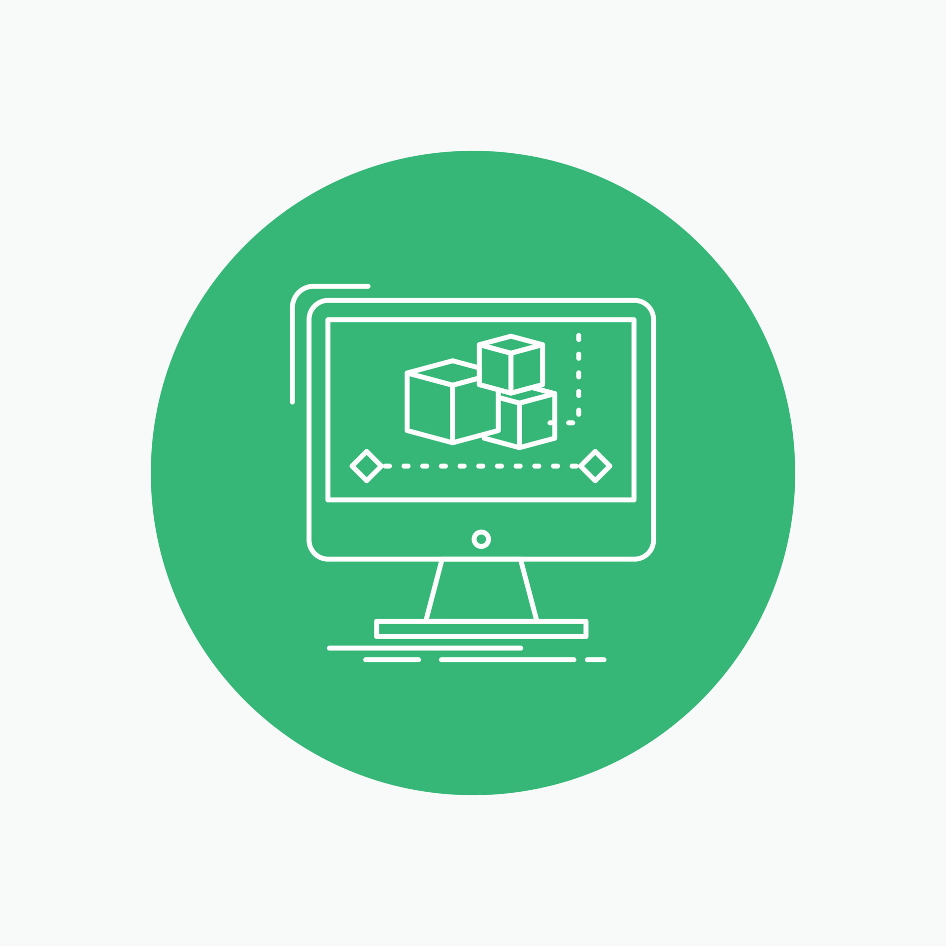 Animation Computer Editor Monitor Software White Line Icon In