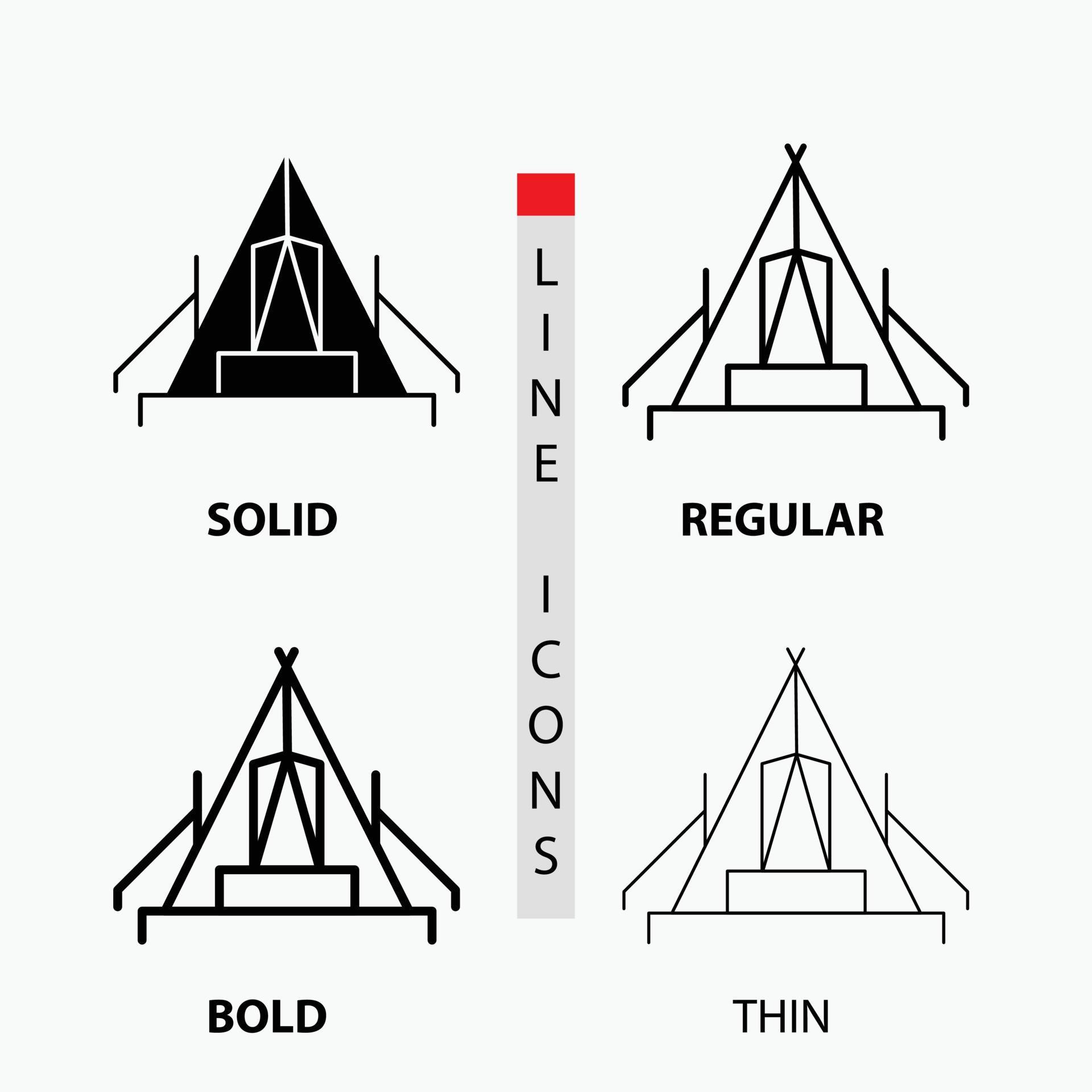 Tent Camping Camp Campsite Outdoor Icon In Thin Regular Bold Line