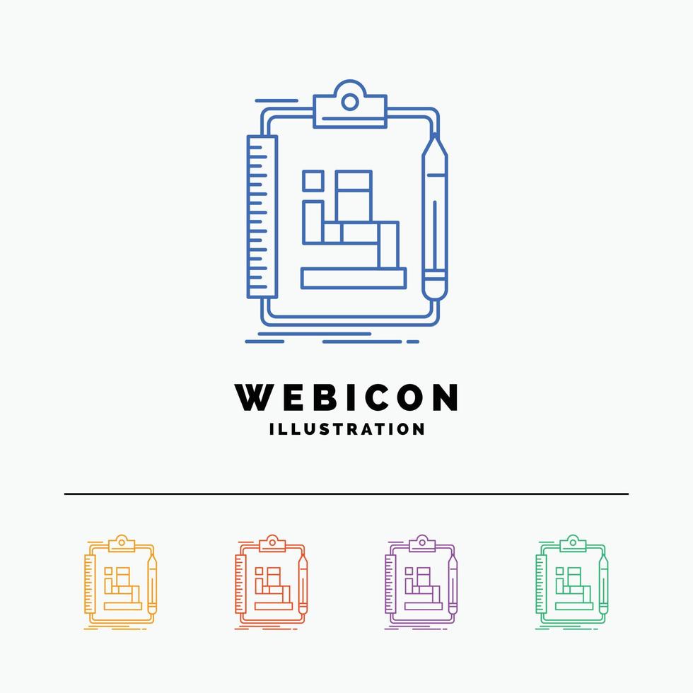 Algorithm Process Scheme Work Workflow 5 Color Line Web Icon Template Isolated On White