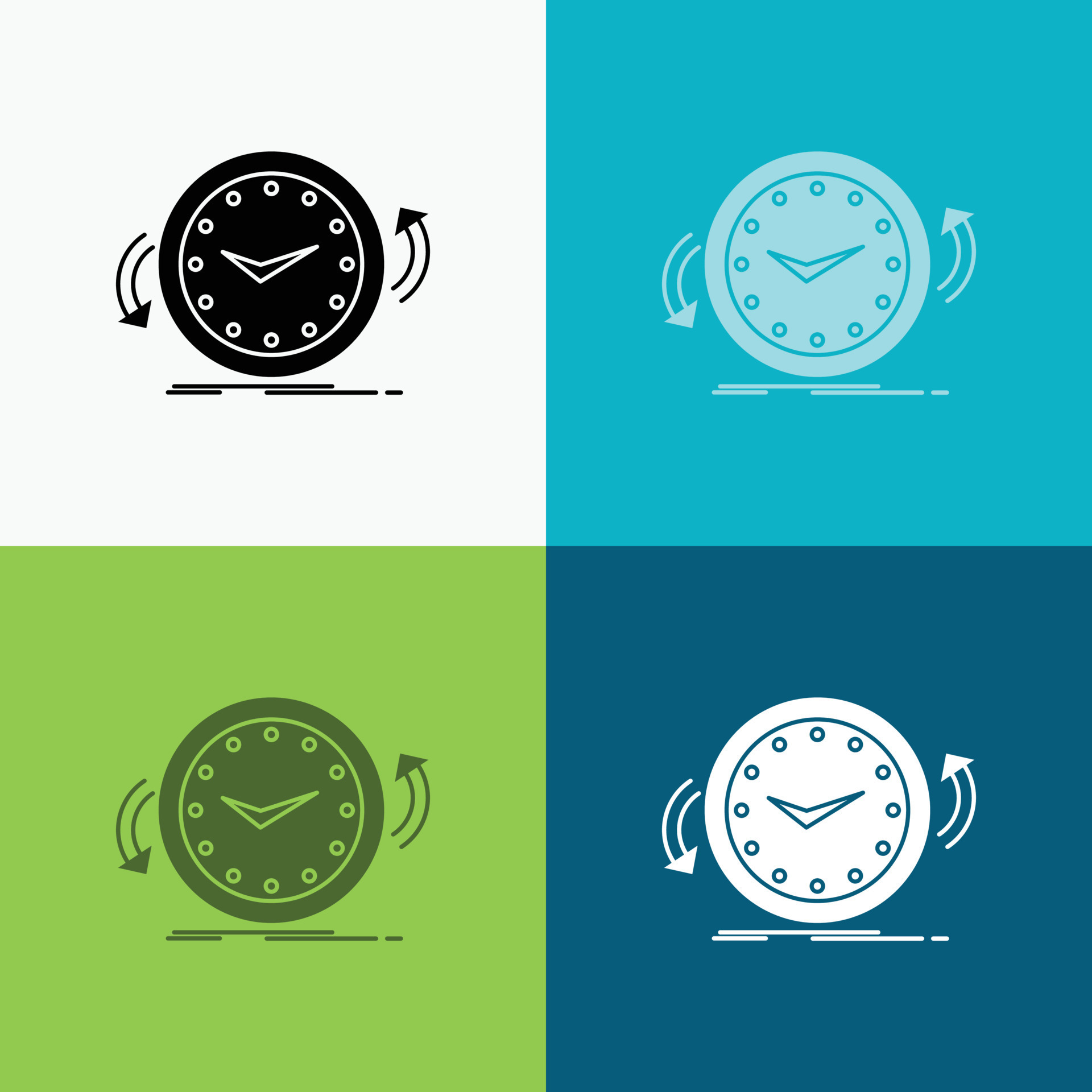 Backup. clock. clockwise. counter. time Icon Over Various Background. glyph style design ...
