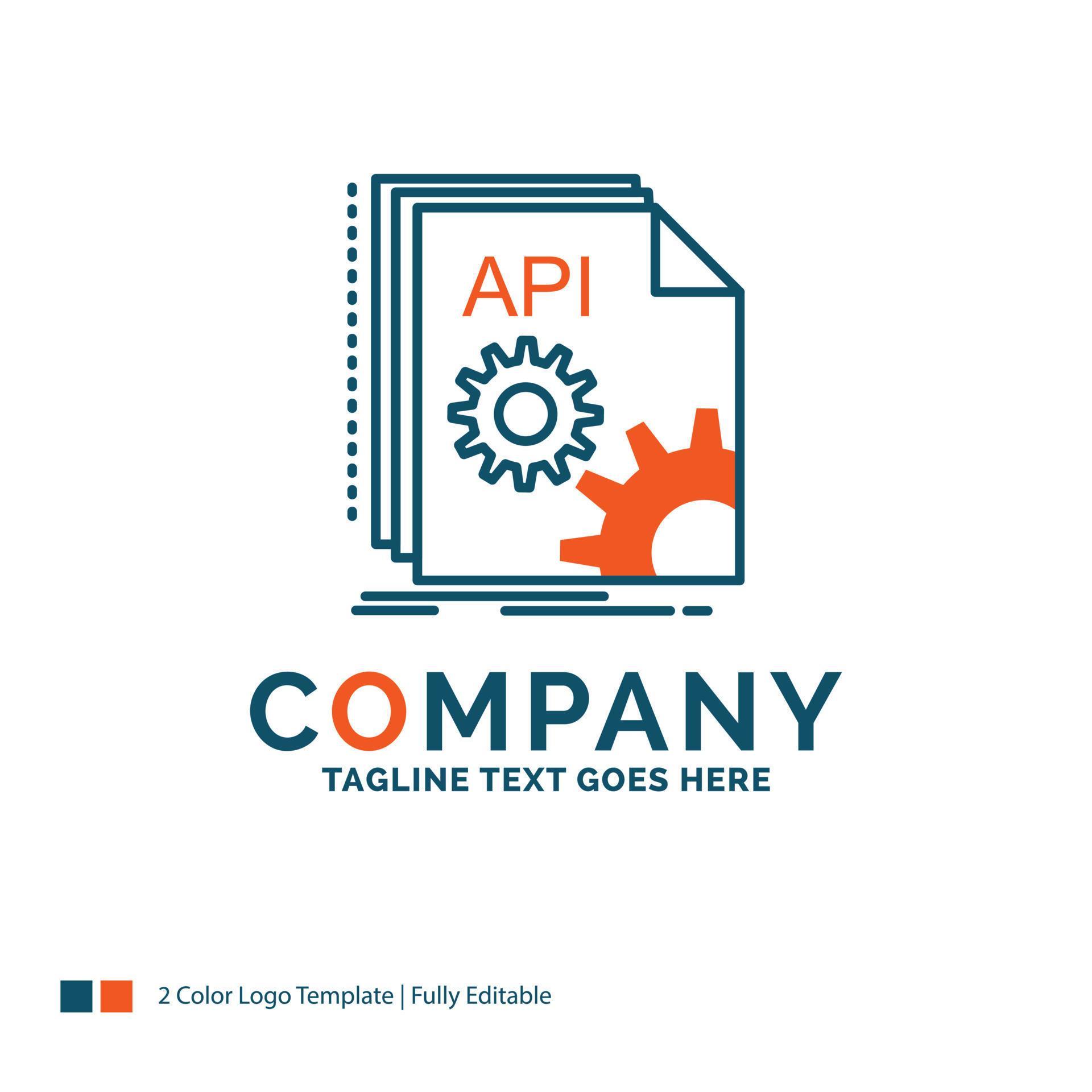Api App Coding Developer Software Logo Design Blue And Orange Brand Name Design Place For